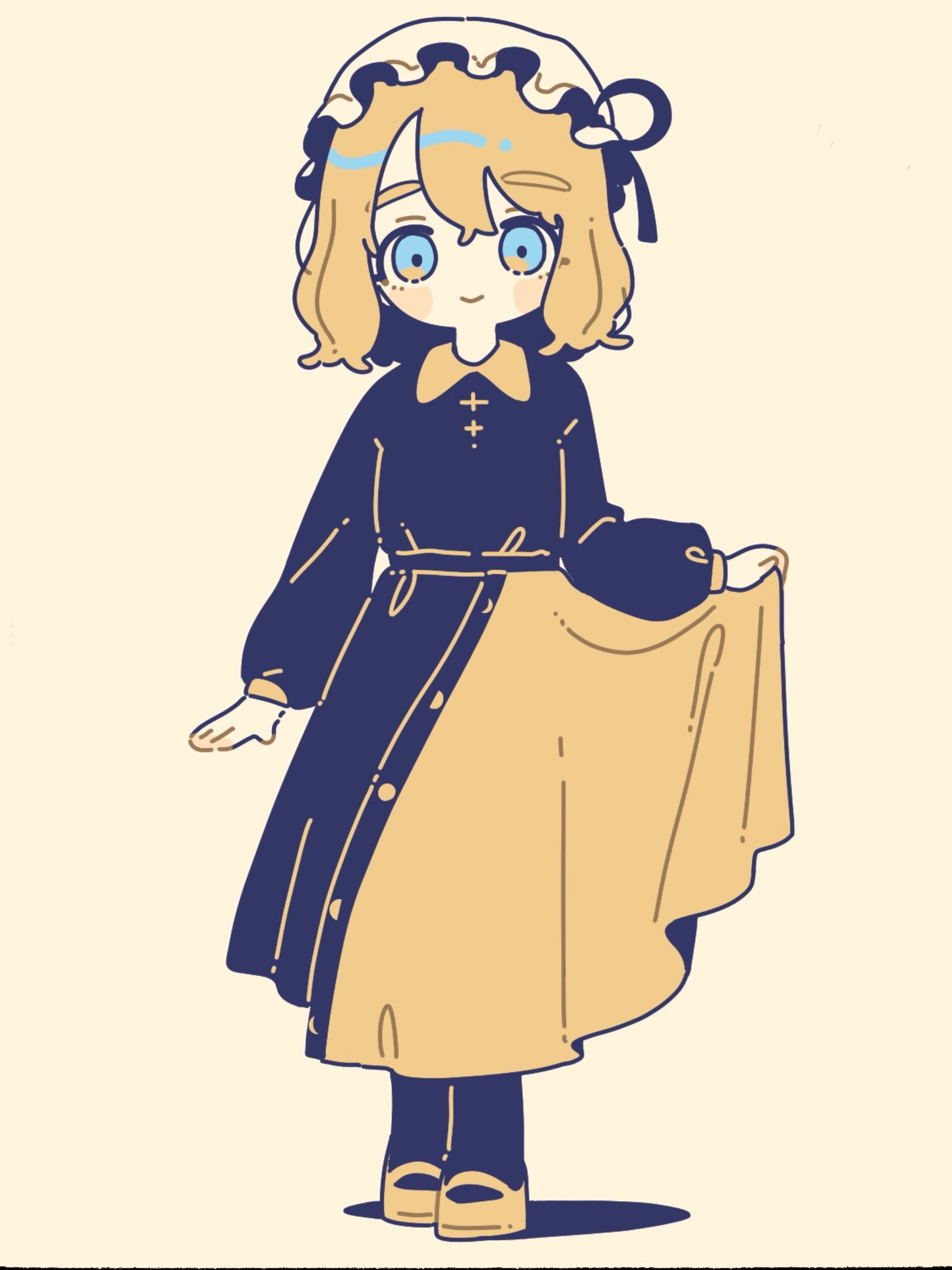 Safebooru - 1girl black dress black pantyhose blonde hair blue eyes closed mouth collared dress ...