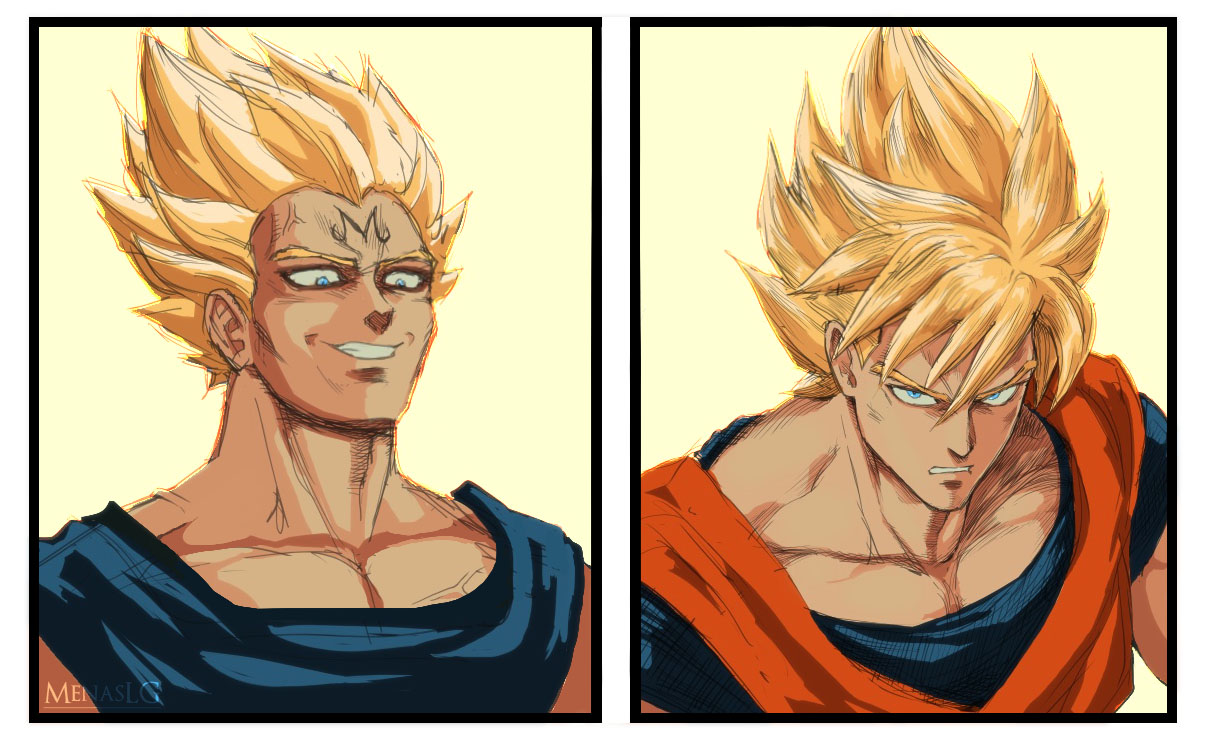 Safebooru - 2boys blonde hair blue eyes blue shirt collarbone dougi ...