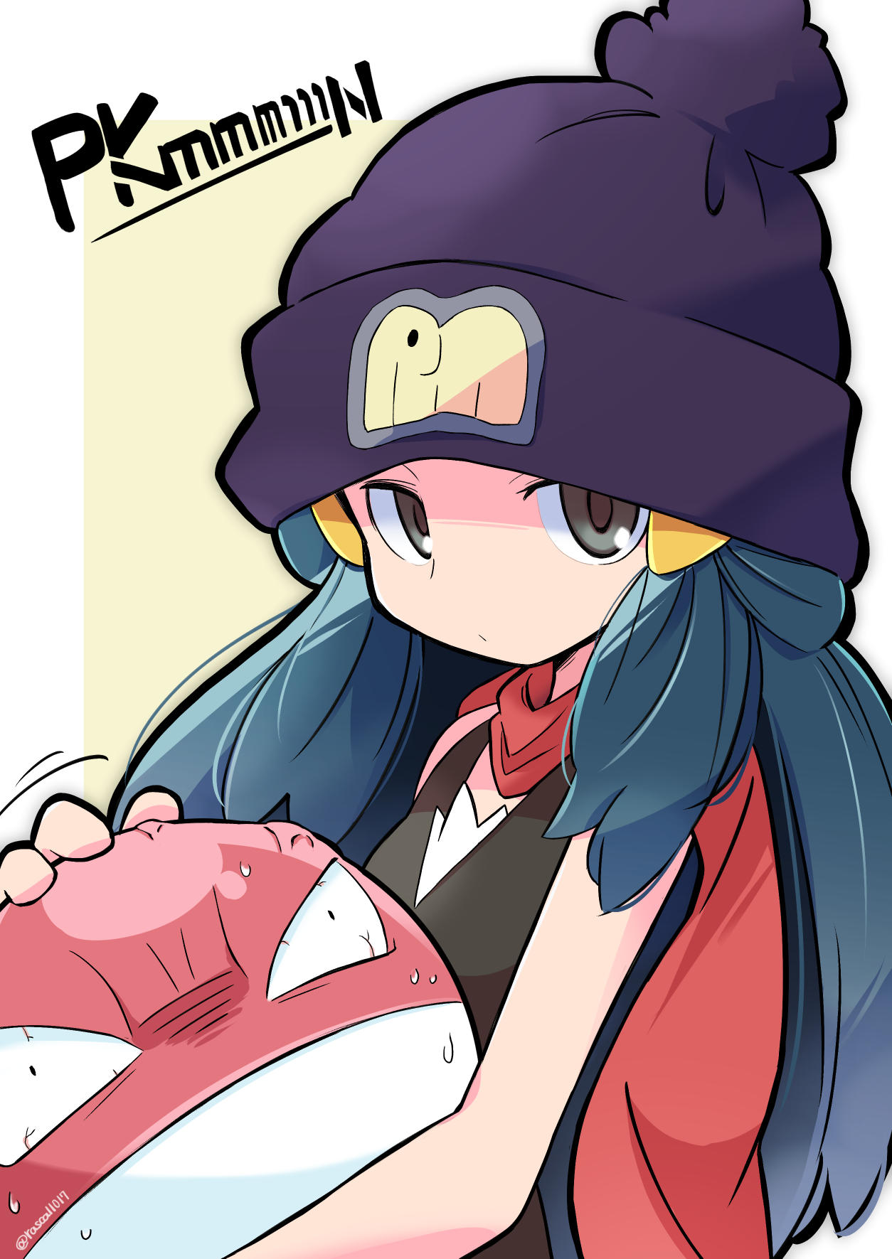Safebooru - 1girl anger vein angry bare arms beanie black hair black ...