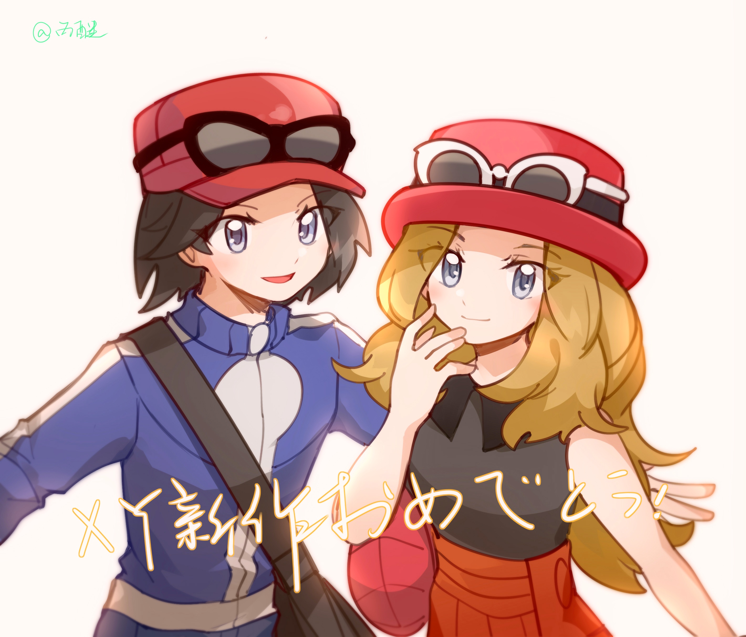 Safebooru - 1boy 1girl absurdres bag black-framed eyewear black bag black hair blonde hair ...