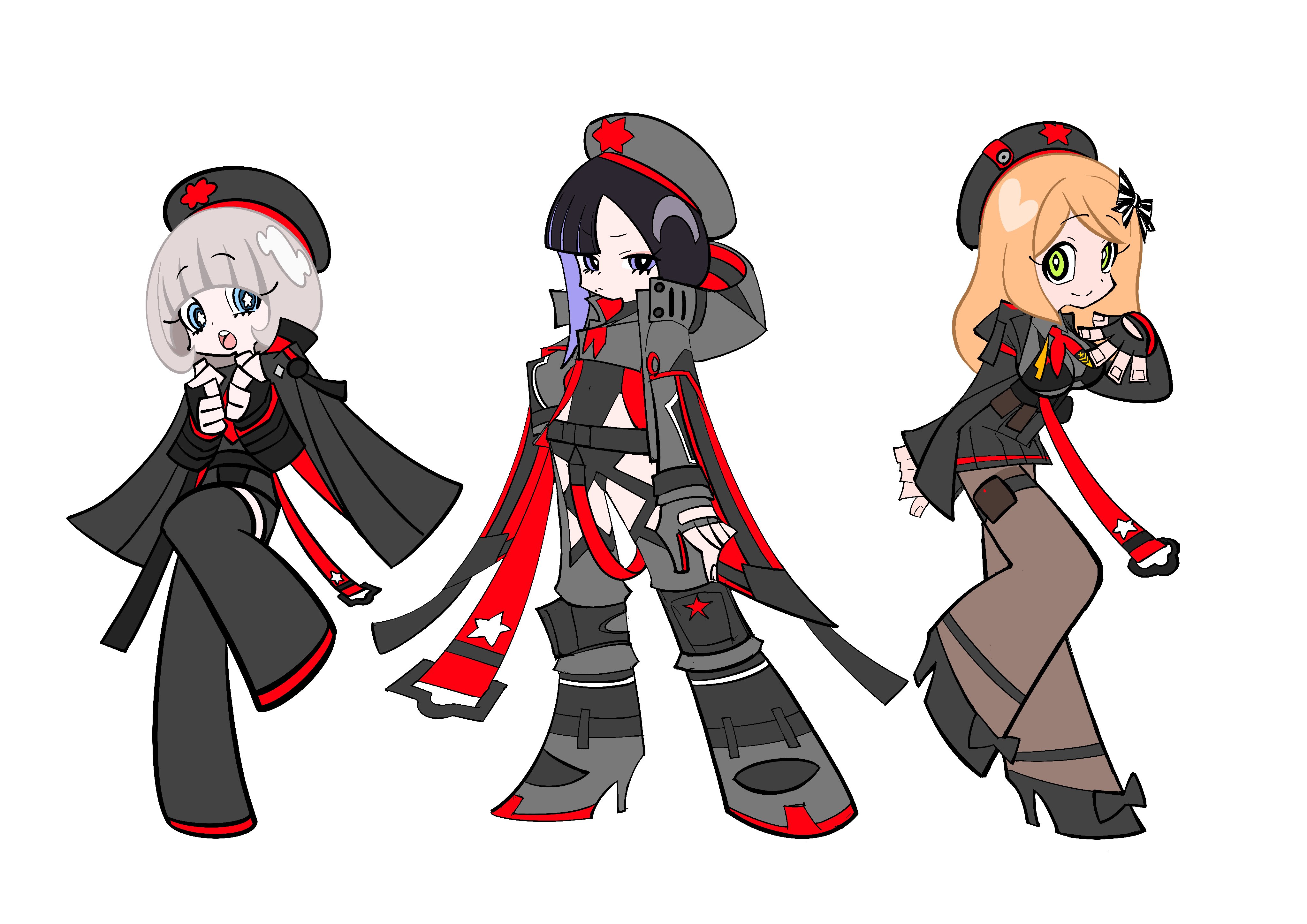 Safebooru - 3girls absolute (nikke) absurdres asymmetrical bangs beret black hair black hat ...