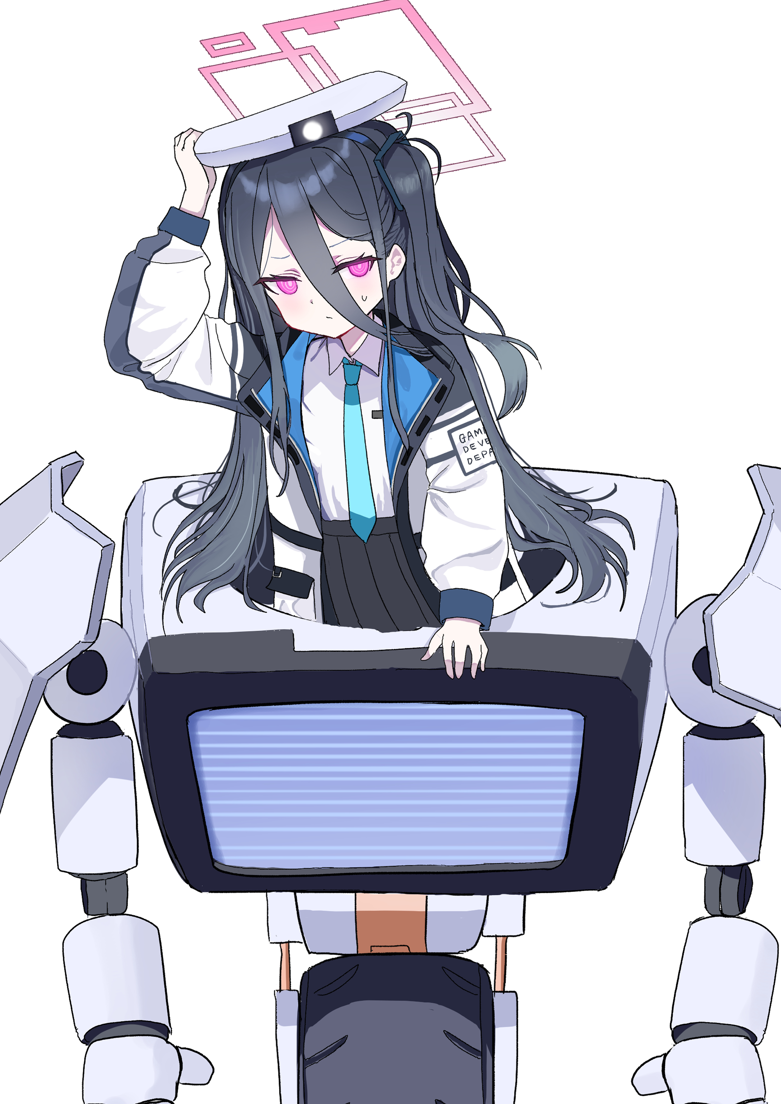 Safebooru - 1girl @ @ absurdres black hair black hairband black skirt blue archive blue necktie ...