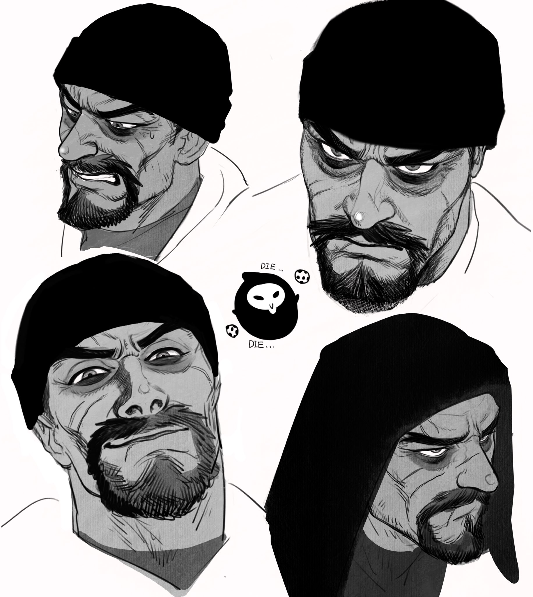Safebooru - 1boy beanie cheekbones clenched teeth cropped shoulders ...