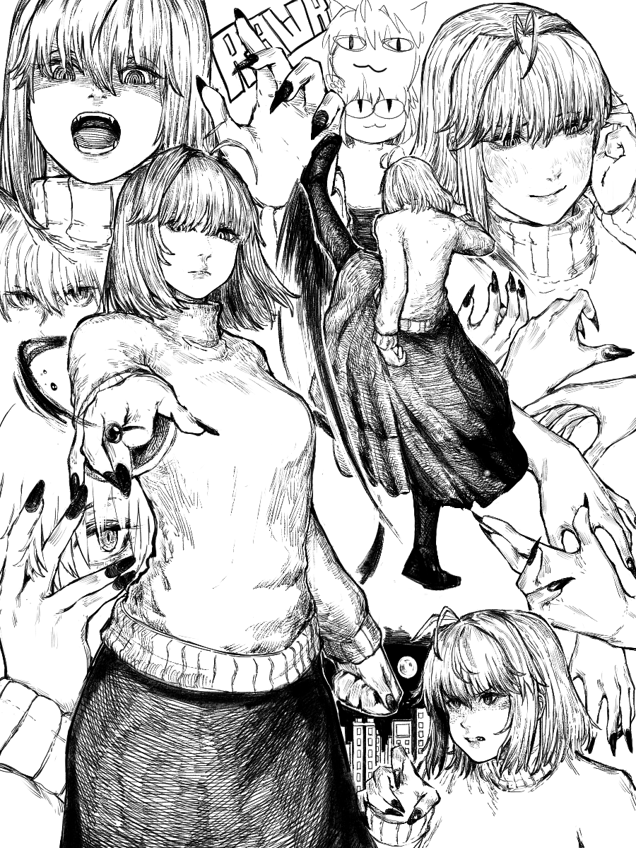Safebooru - 1girl ahoge angry arcueid brunestud black nails blush dual ...