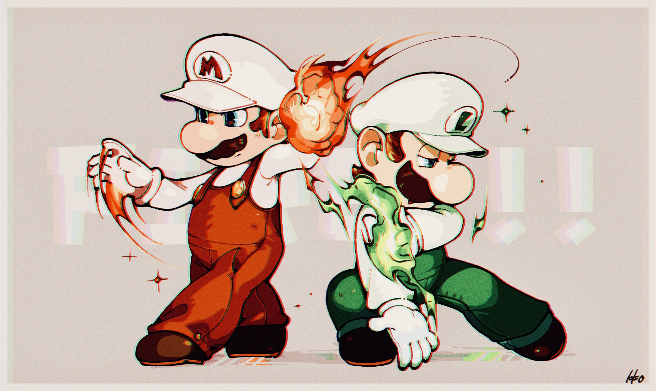 Safebooru - 2boys back-to-back big nose blue eyes border brothers brown ...