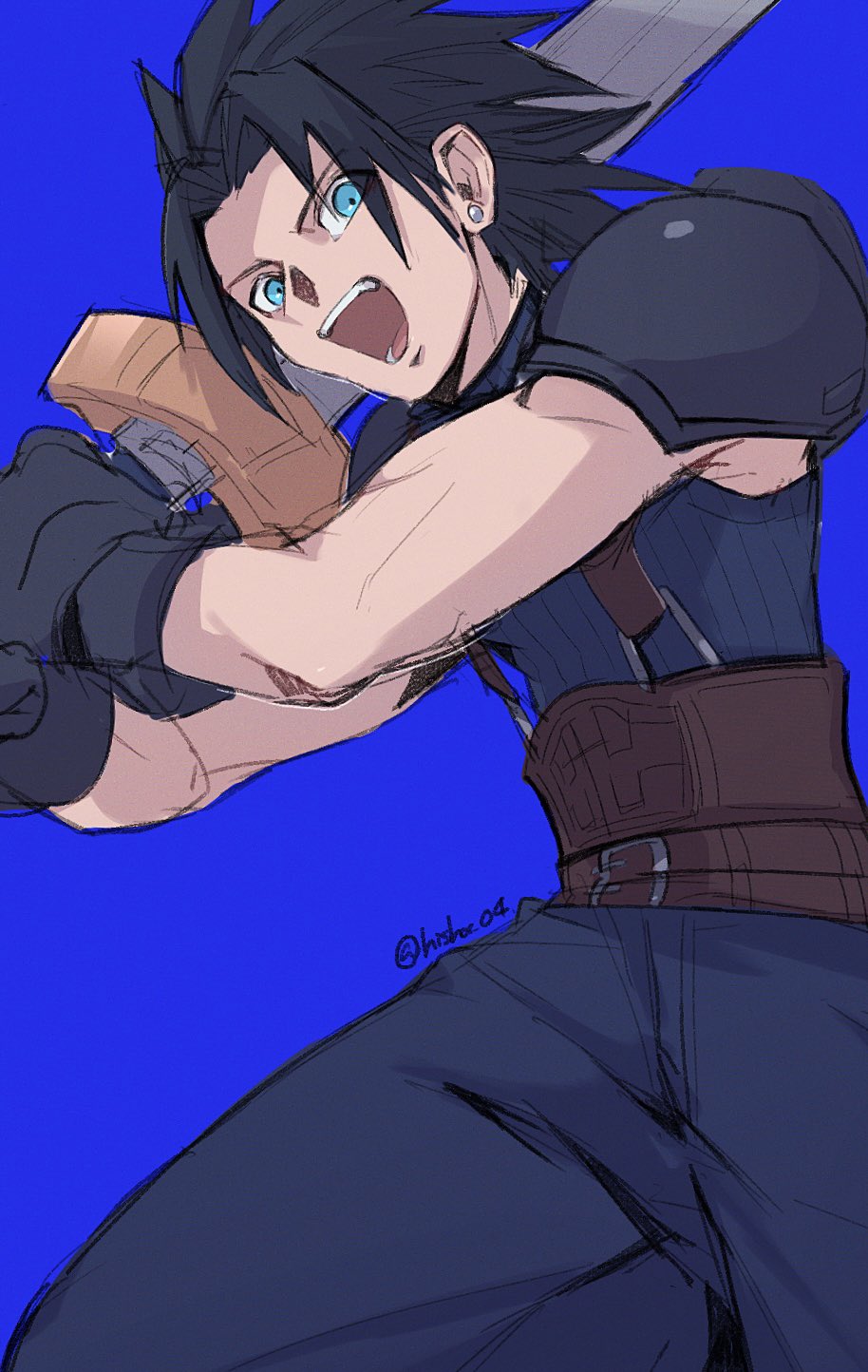 Safebooru - 1boy armor black shirt blue background blue eyes final fantasy final fantasy vii ...