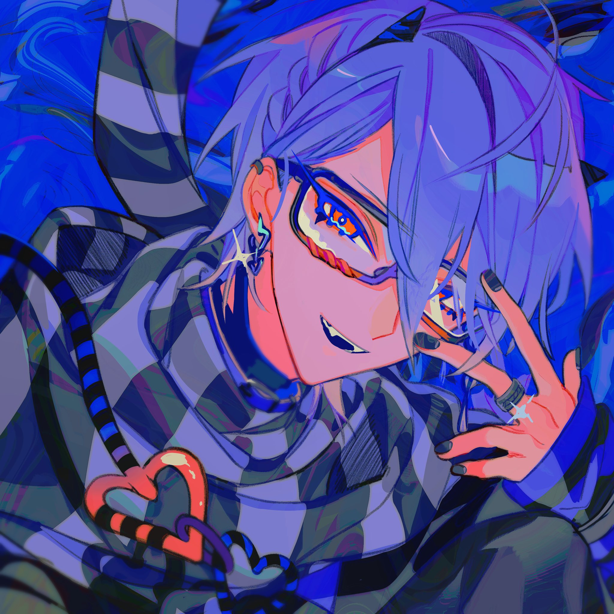 Safebooru - 1boy abstract background album cover alternate costume animal ears black choker ...