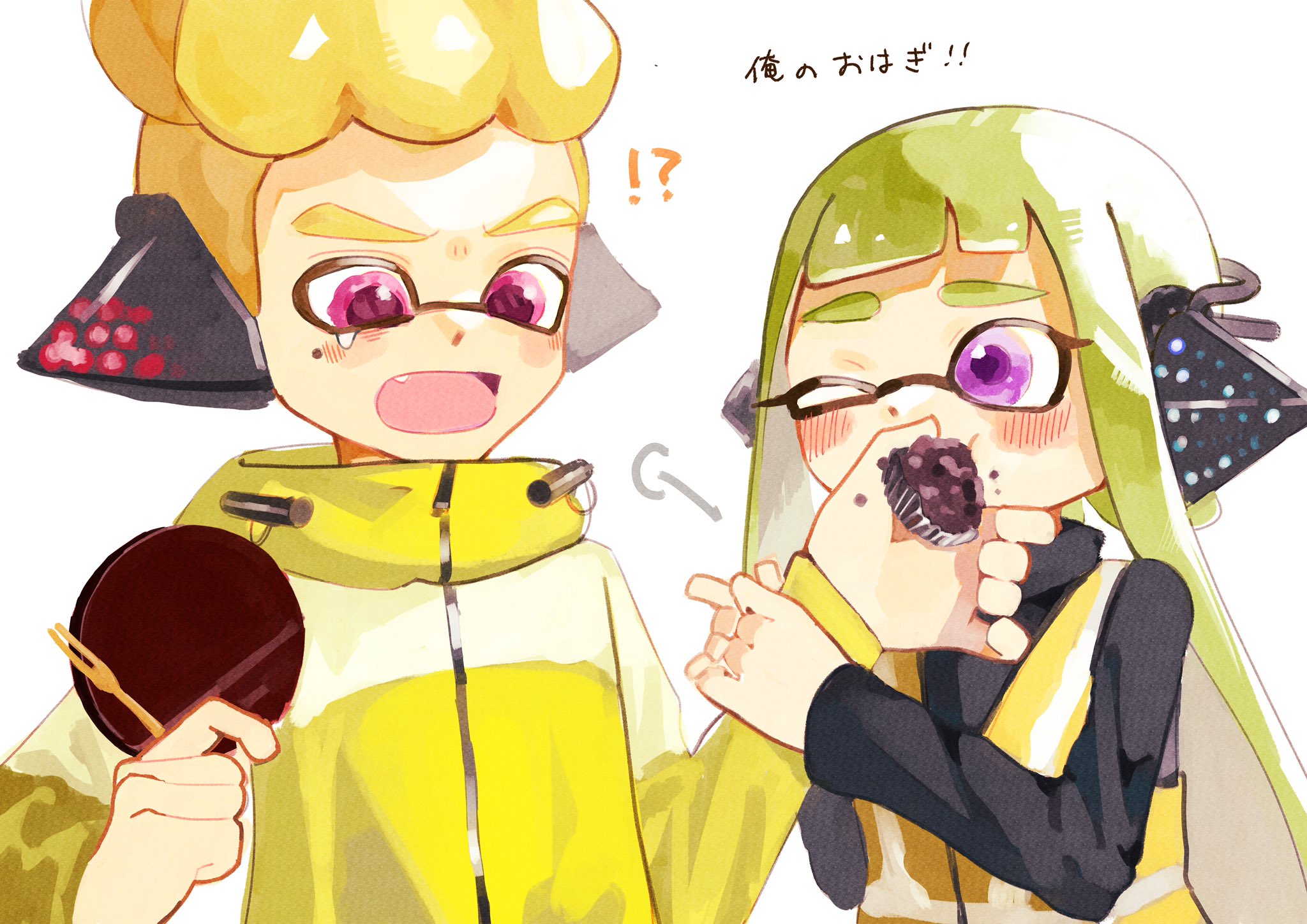 Safebooru - !? 1boy 1girl agent 3 (splatoon) agent 4 (splatoon) blonde ...