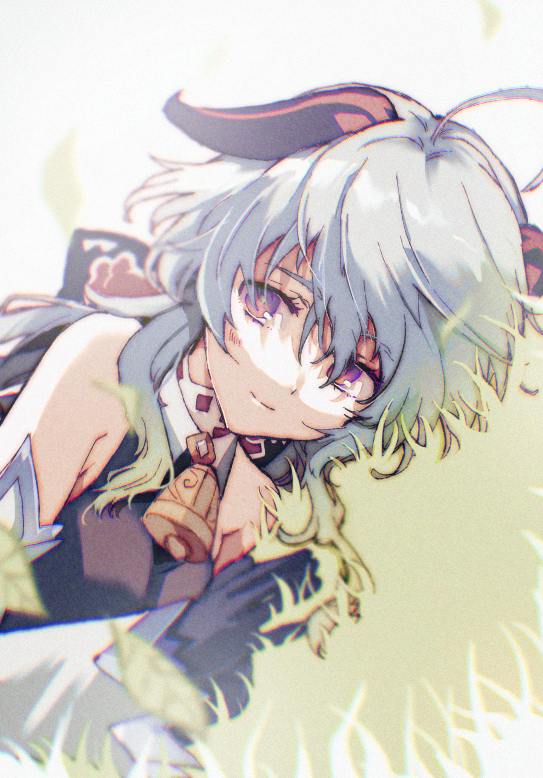 Safebooru - 1girl bare shoulders bell black gloves blue hair breasts closed mouth cowbell ...