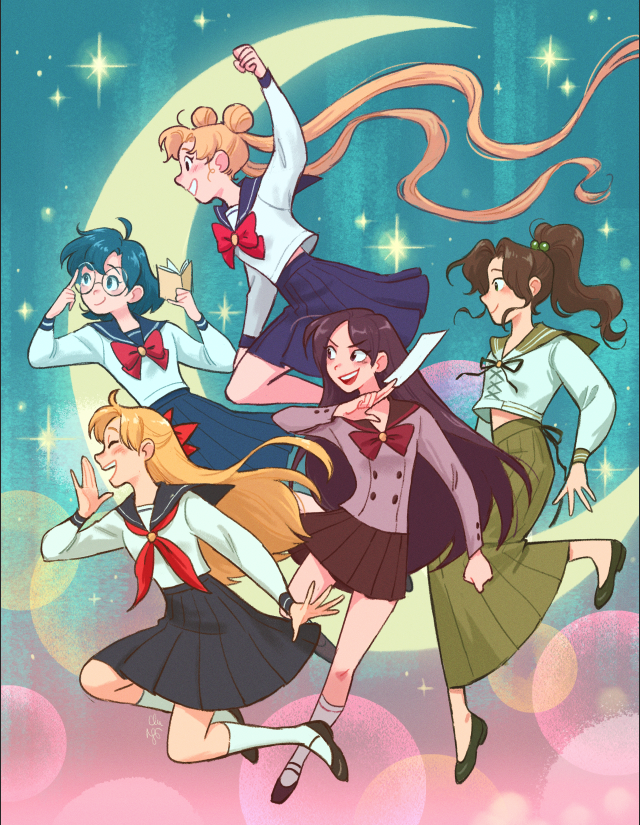 Safebooru - 5girls adjusting eyewear ahoge aino minako arm up bishoujo senshi sailor moon black ...