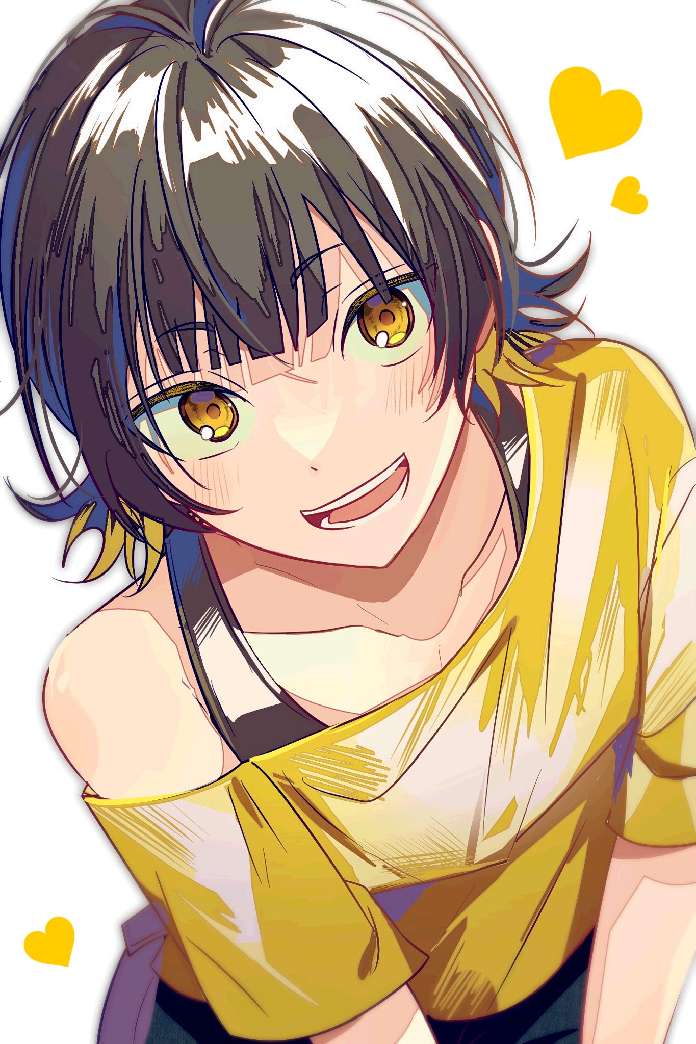 Safebooru - 1boy bachira meguru black pants black undershirt blonde hair blue lock blunt bangs ...