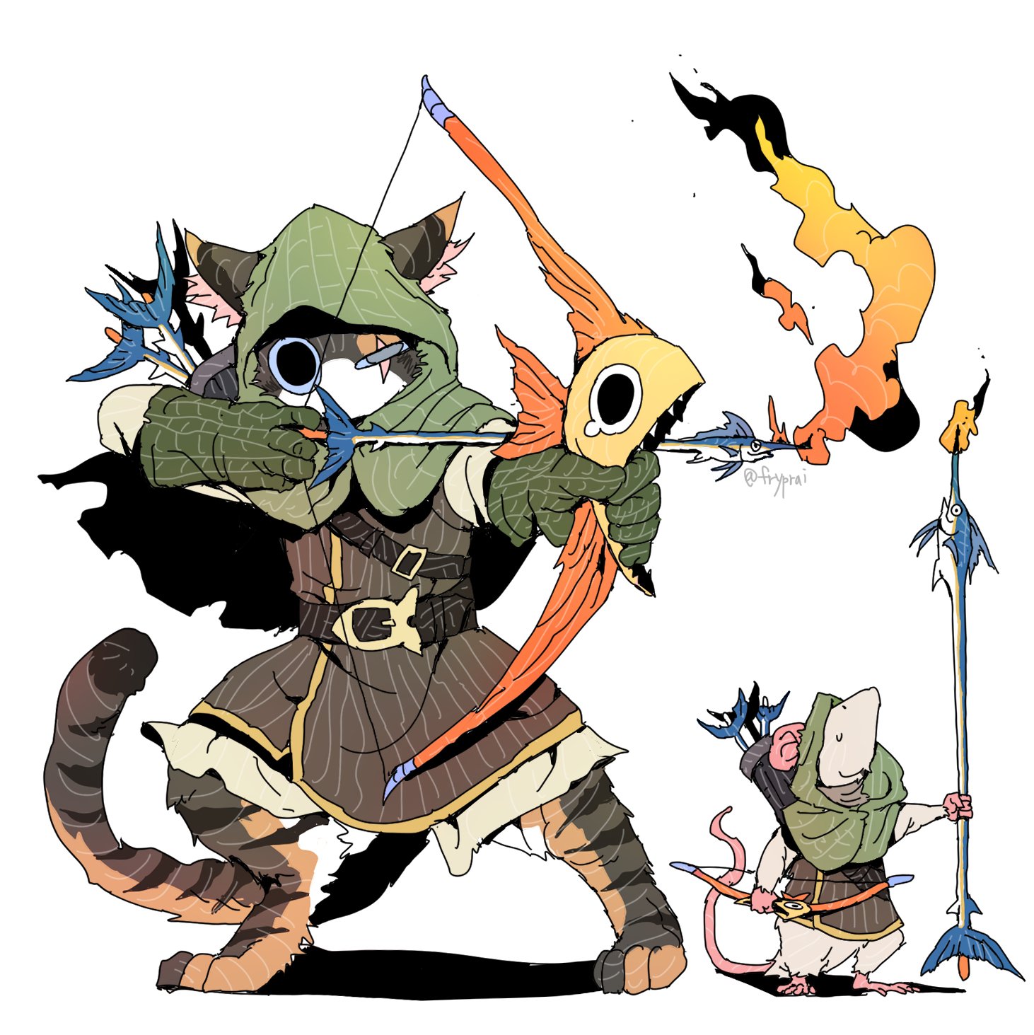 Safebooru - 2boys animal ears arrow (projectile) barefoot belt black ...