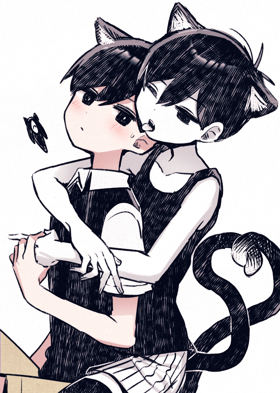Safebooru - 2boys animal ears black eyes black hair black sweater vest cat ears closed mouth ...