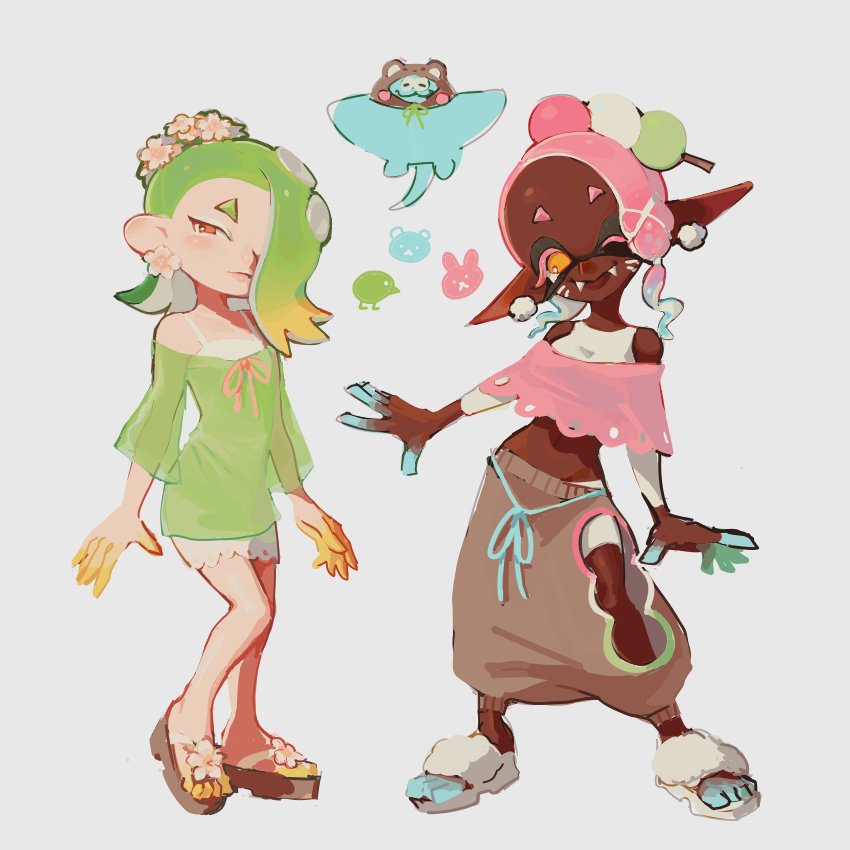 Safebooru - 1boy 2girls big man (splatoon) blonde hair closed mouth ...