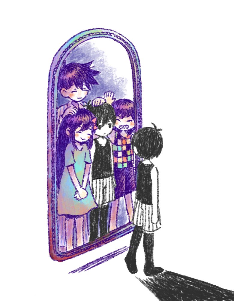 Safebooru - 1girl 3boys aubrey (headspace) (omori) aubrey (omori) black ...