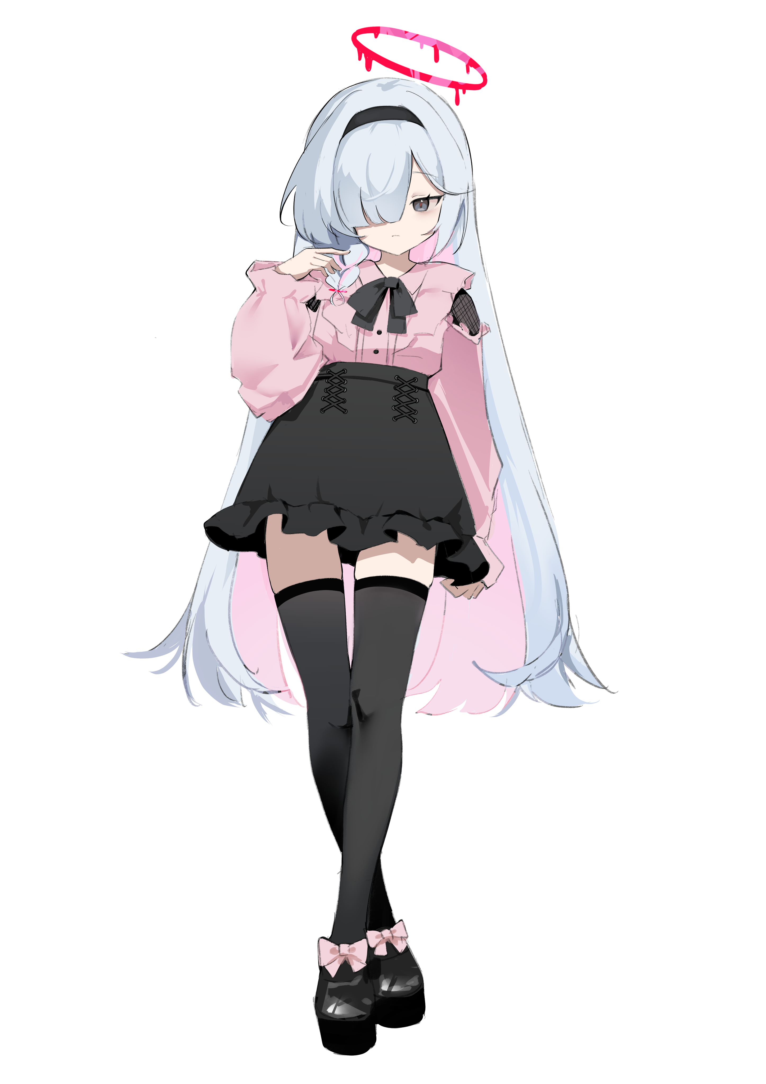 Safebooru - 1girl absurdres alternate costume black footwear black hairband black skirt black ...