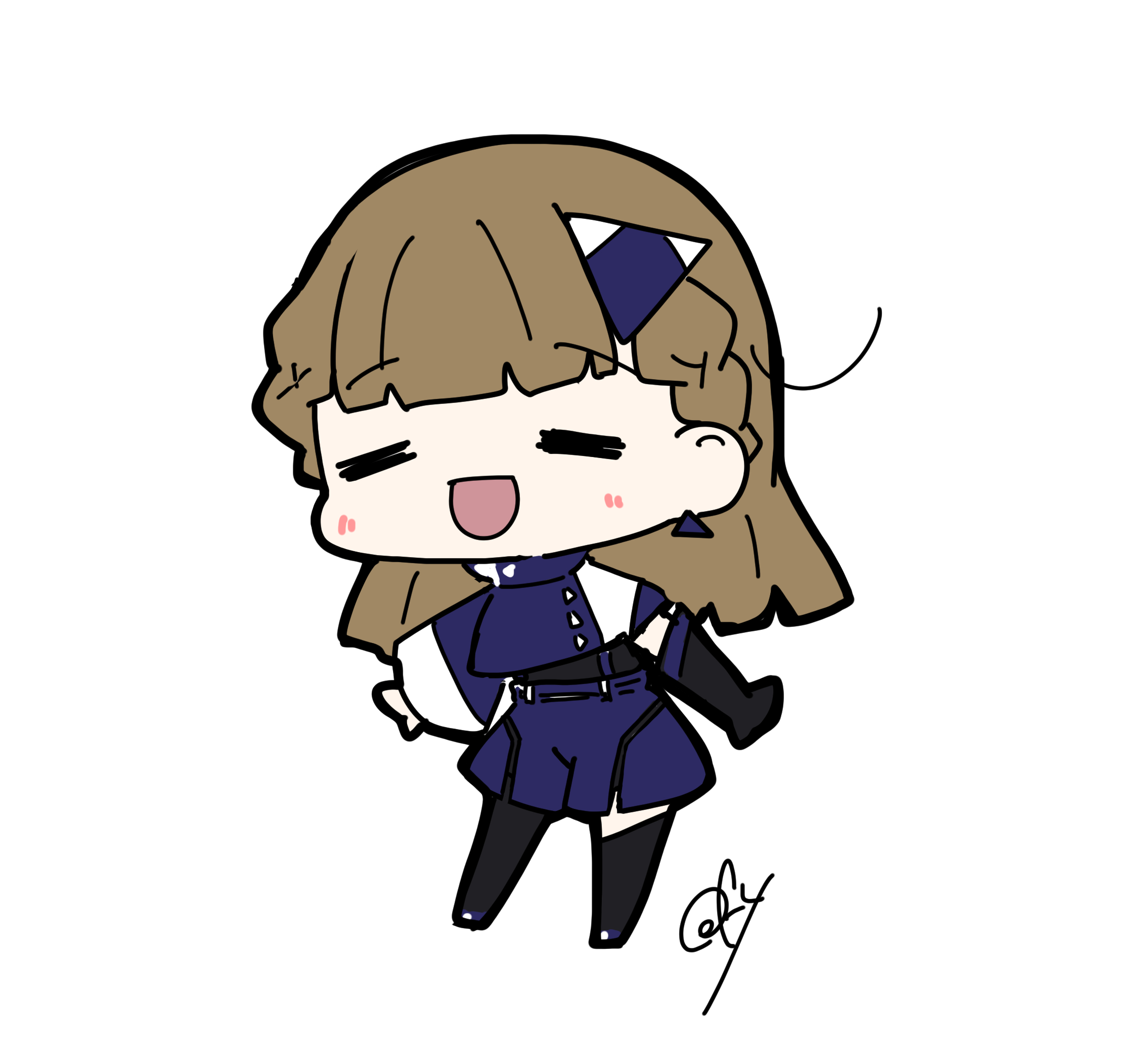 Safebooru - 1girl :d = = asymmetrical legwear asymmetrical sleeves black pantyhose black ...