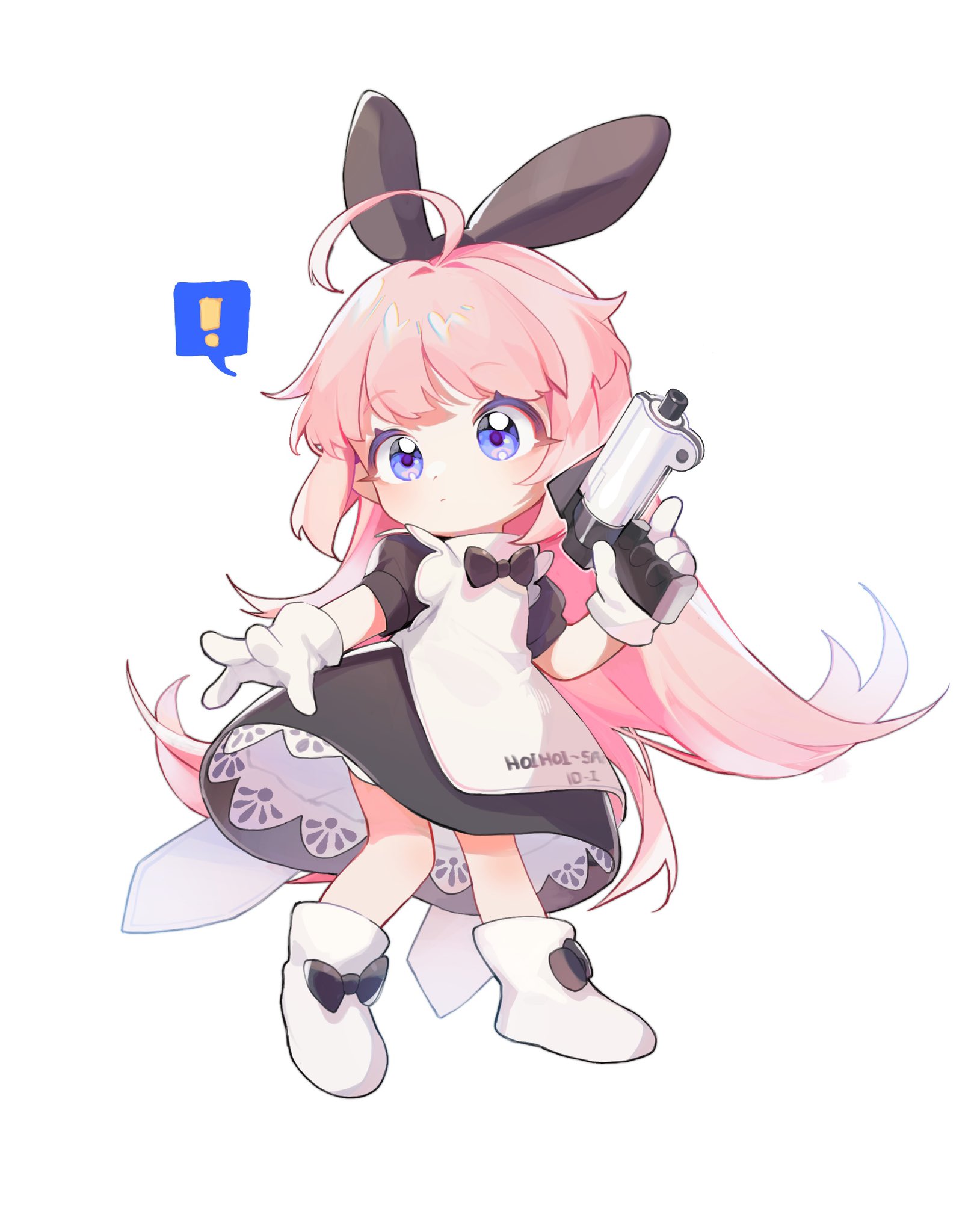 Safebooru - ! 1girl ahoge apron arin (fanfan013) black bow black bowtie ...