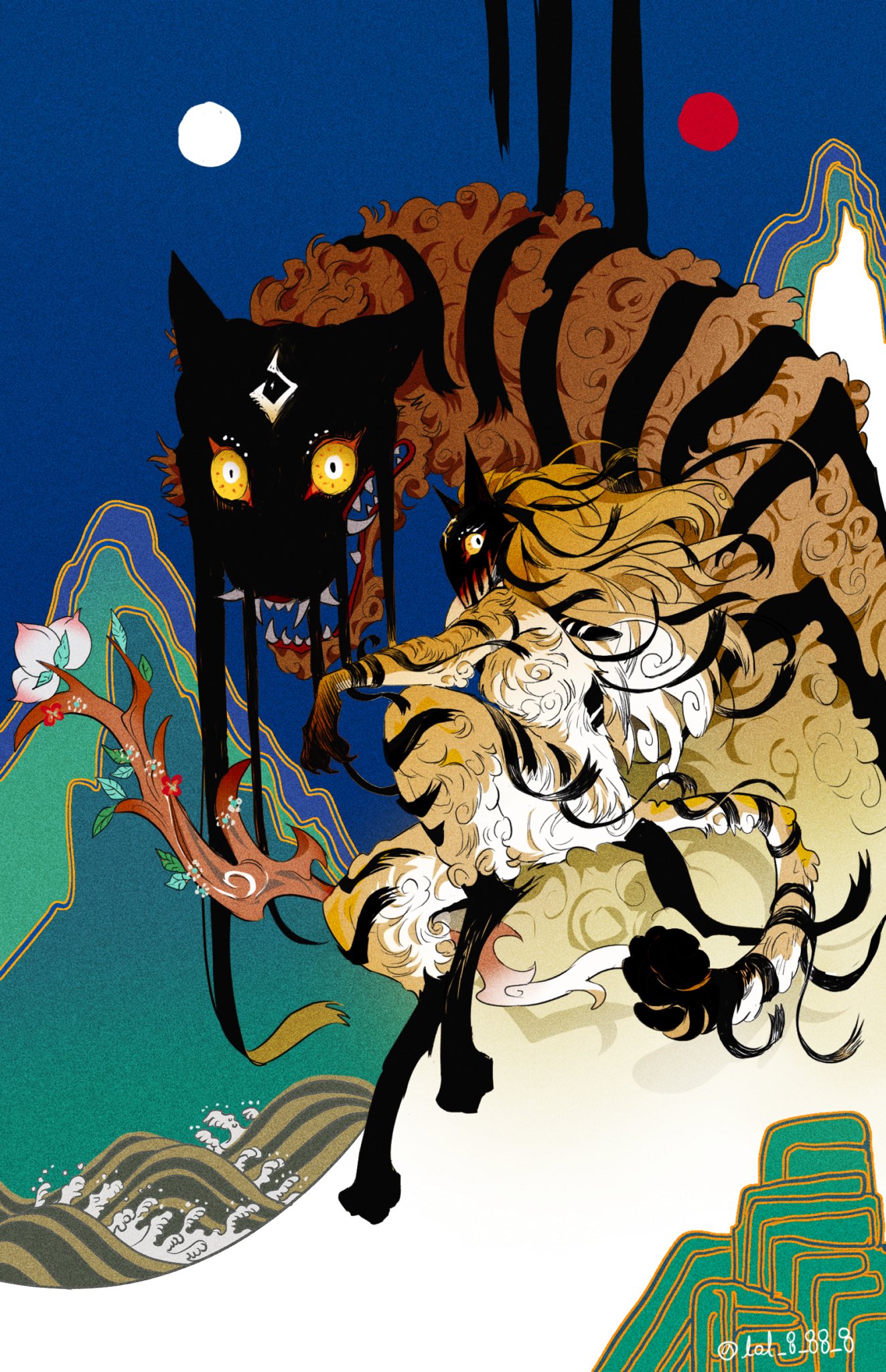 Safebooru - 1girl blue sky body fur branch colored sclera constricted ...