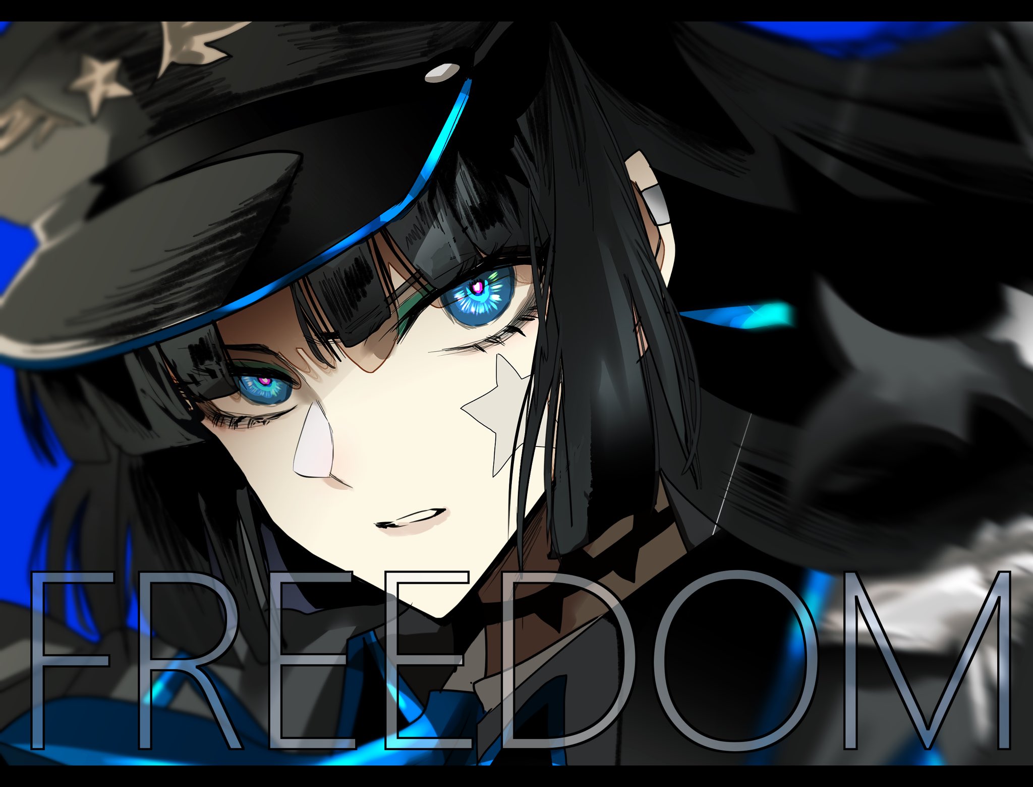 Safebooru - 1girl ado (utaite) black choker black hair blue eyes choker commentary request ...