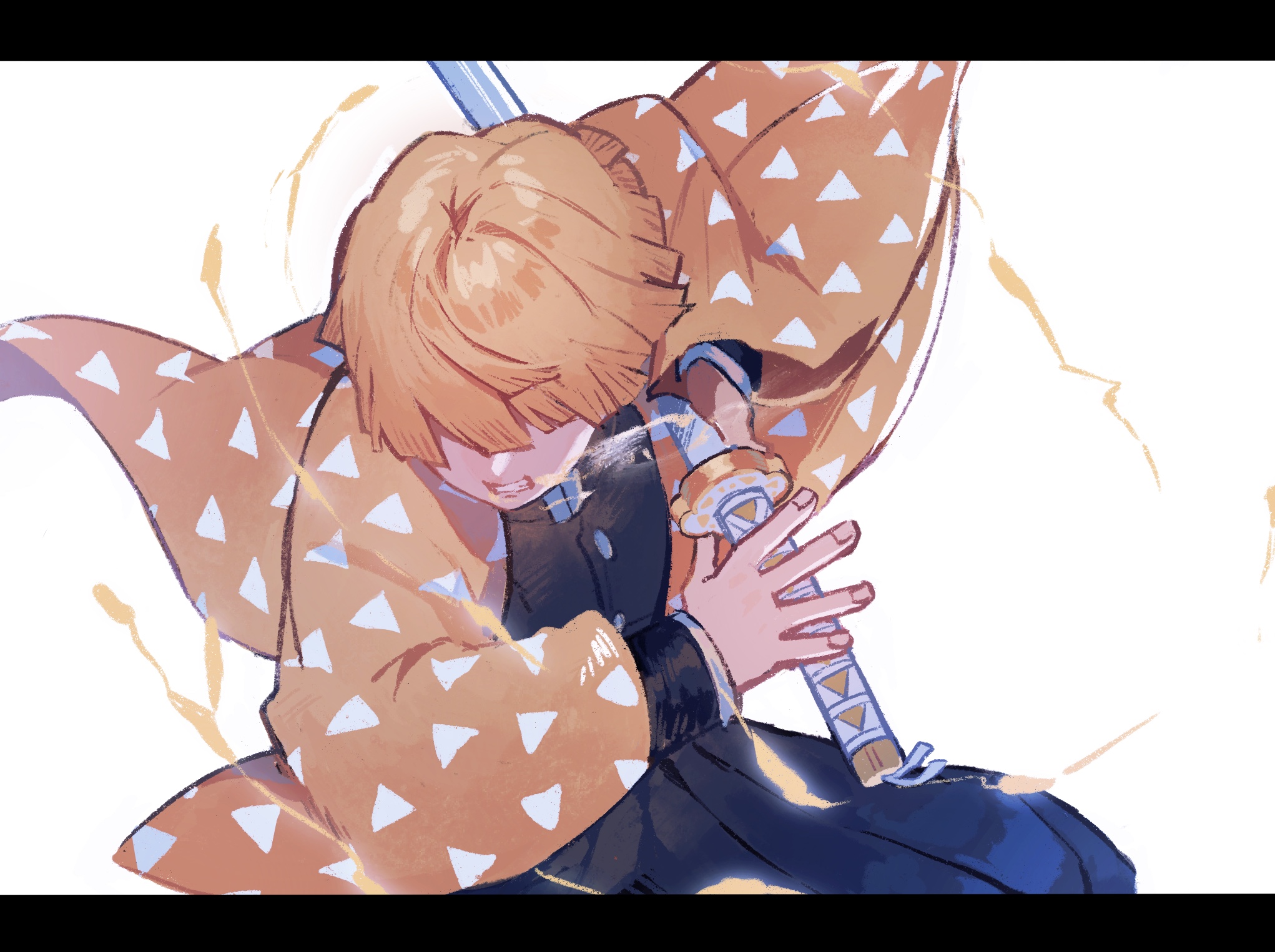 Safebooru - 1boy agatsuma zenitsu black pants black shirt blonde hair ...