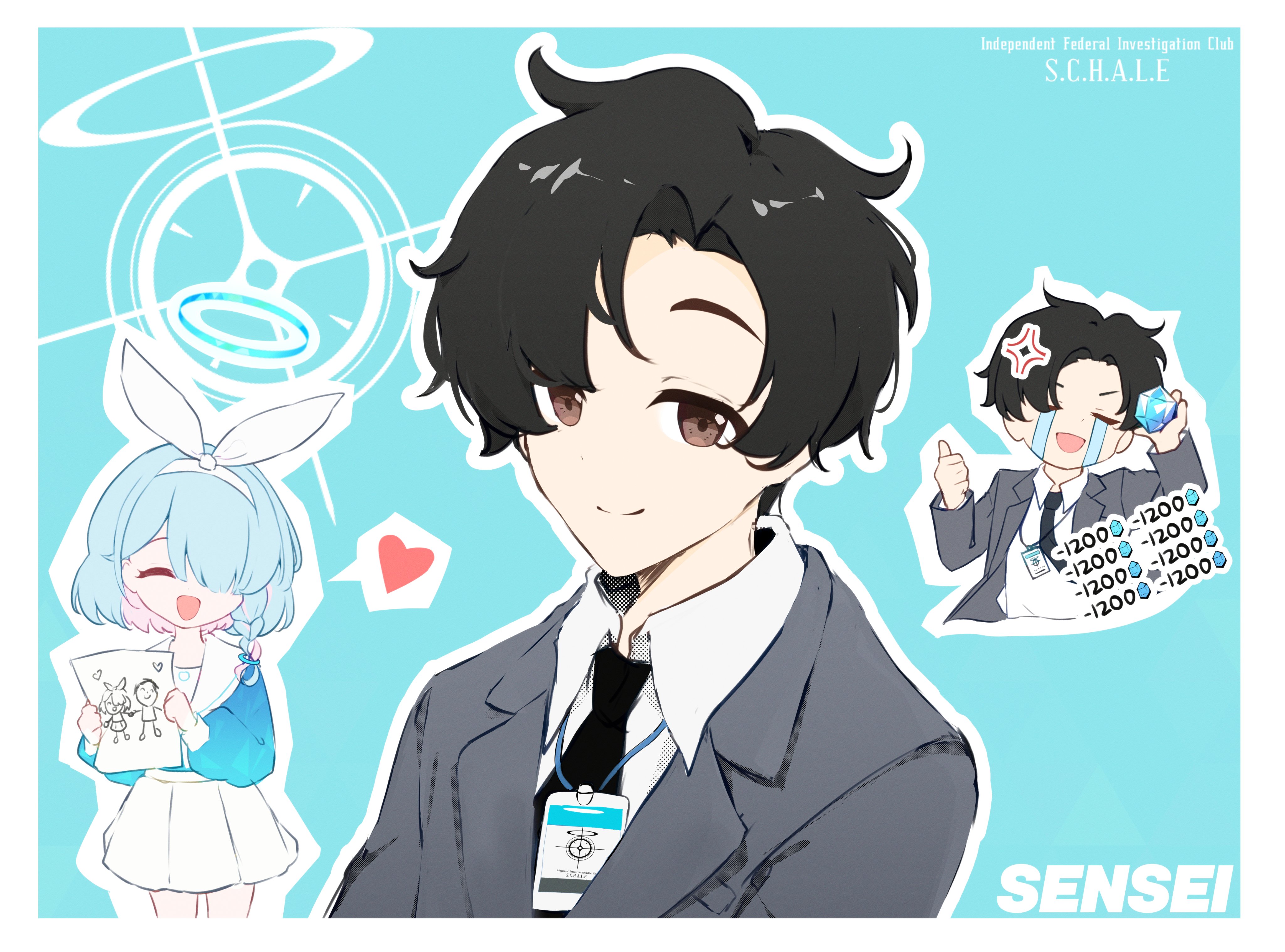 Safebooru - 1boy 1girl absurdres arona (blue archive) black hair black necktie blue archive blue ...