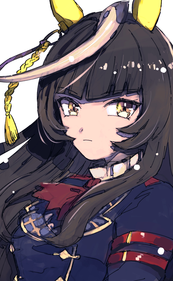 Safebooru - 1girl animal ears ascot black hair blue jacket breasts ...