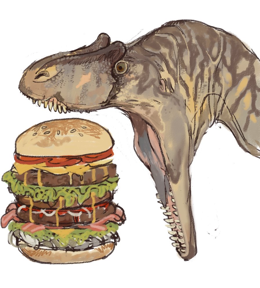 Safebooru - animal focus bread burger cheese dinosaur food lettuce meat ...