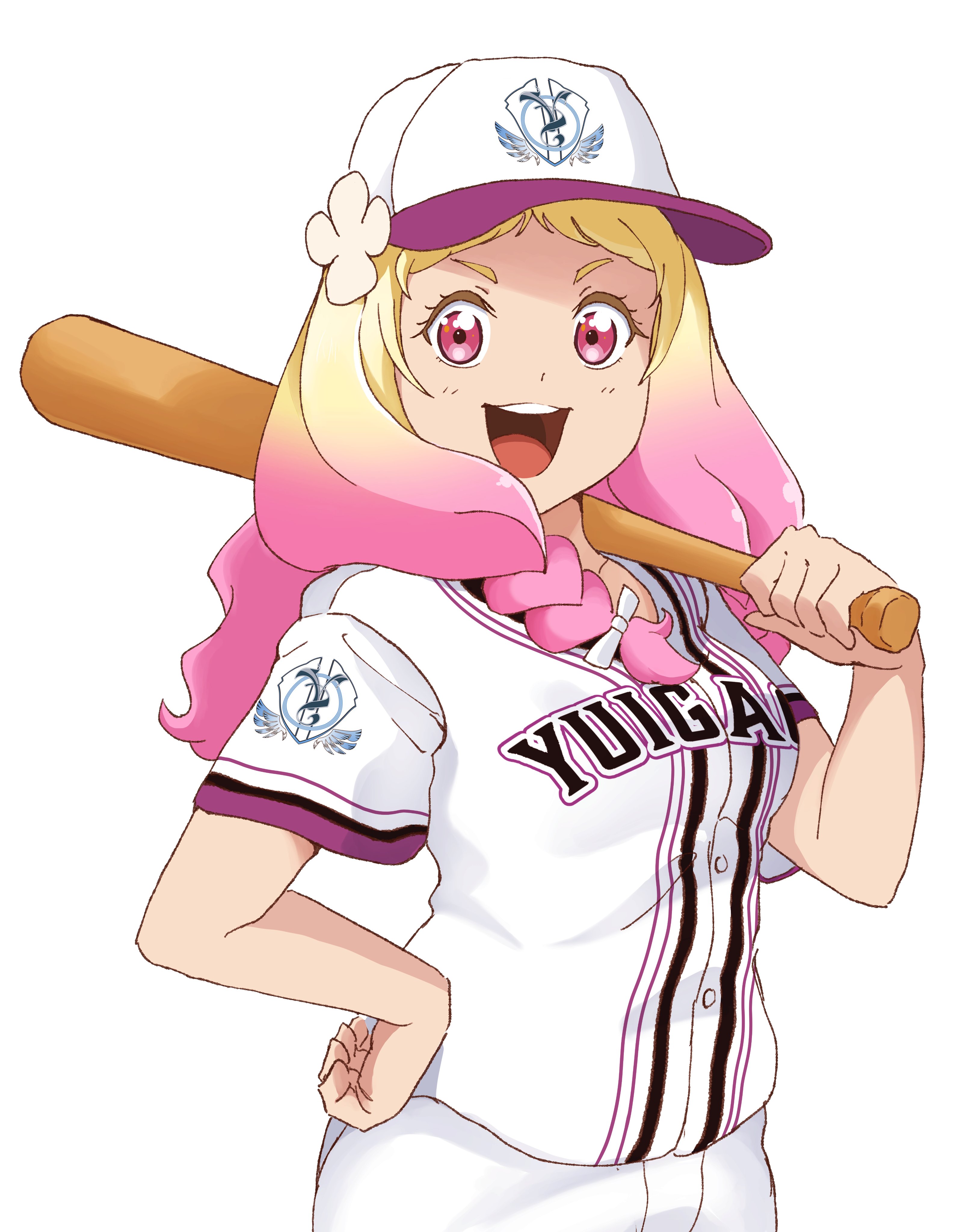 Safebooru - 1girl absurdres baseball bat baseball cap baseball uniform blonde hair braid clothes ...