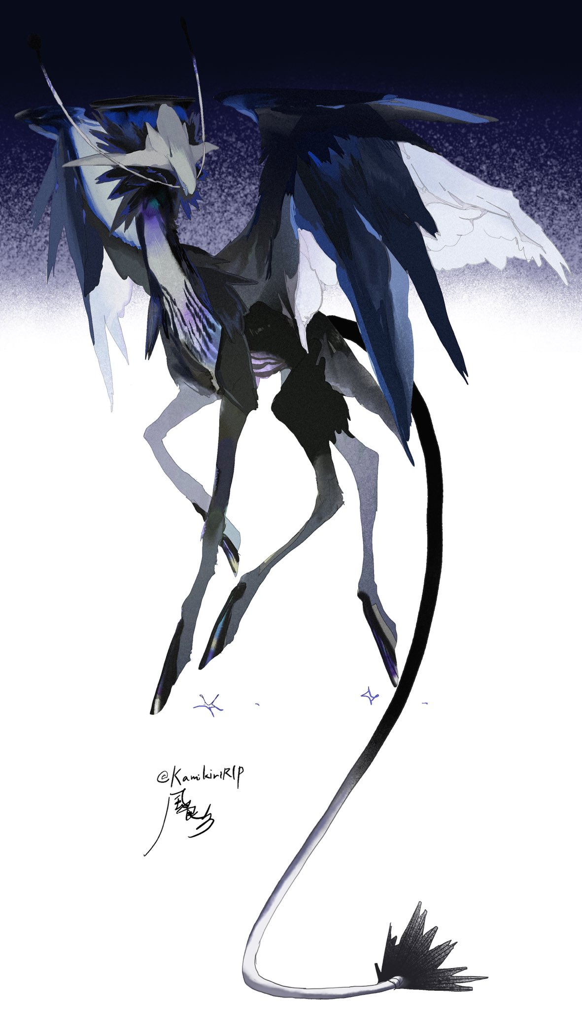 Safebooru - abstract background animal feet black skin black wings blue ...