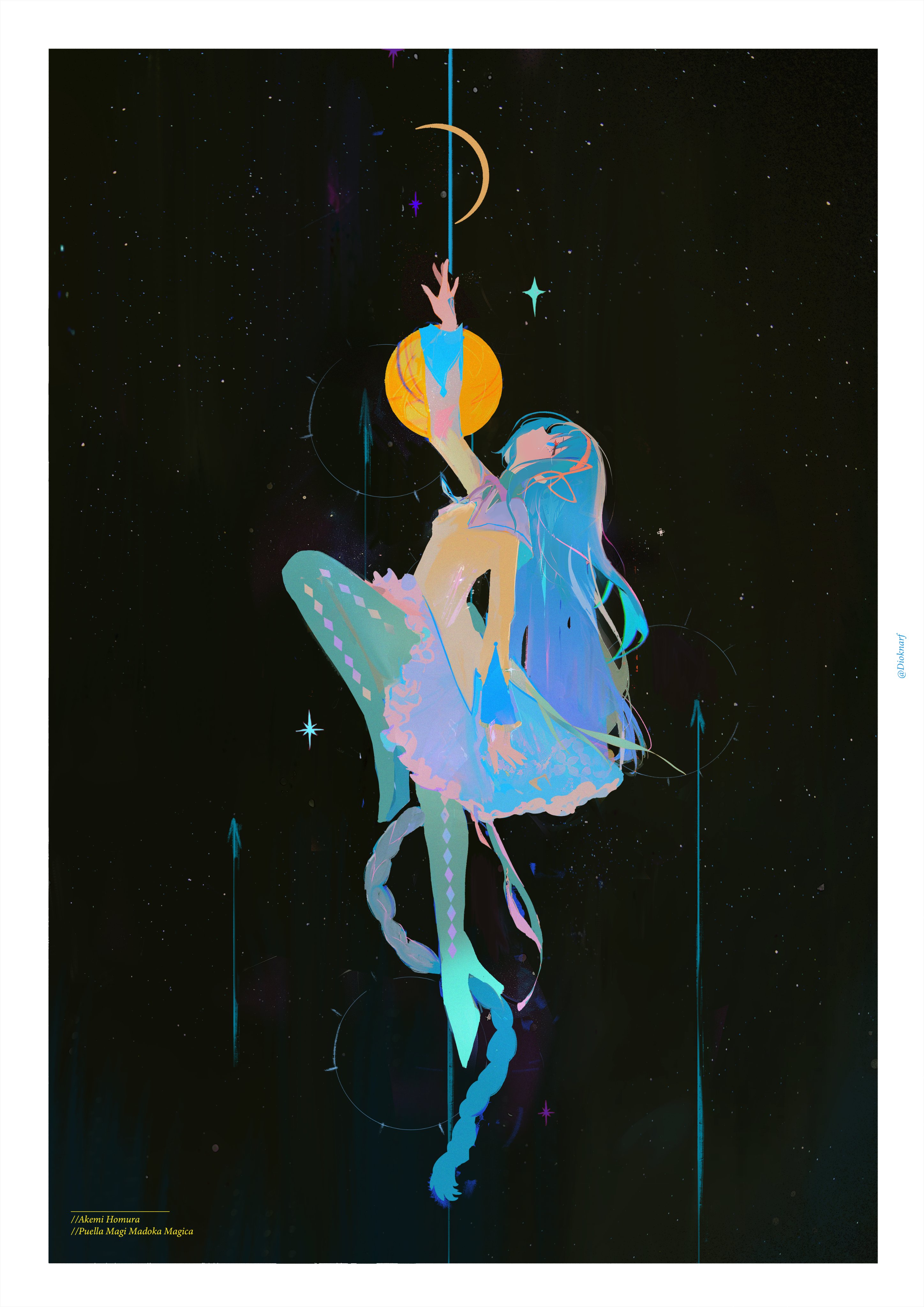 Safebooru - 1girl absurdres akemi homura aqua hair arm up black ...