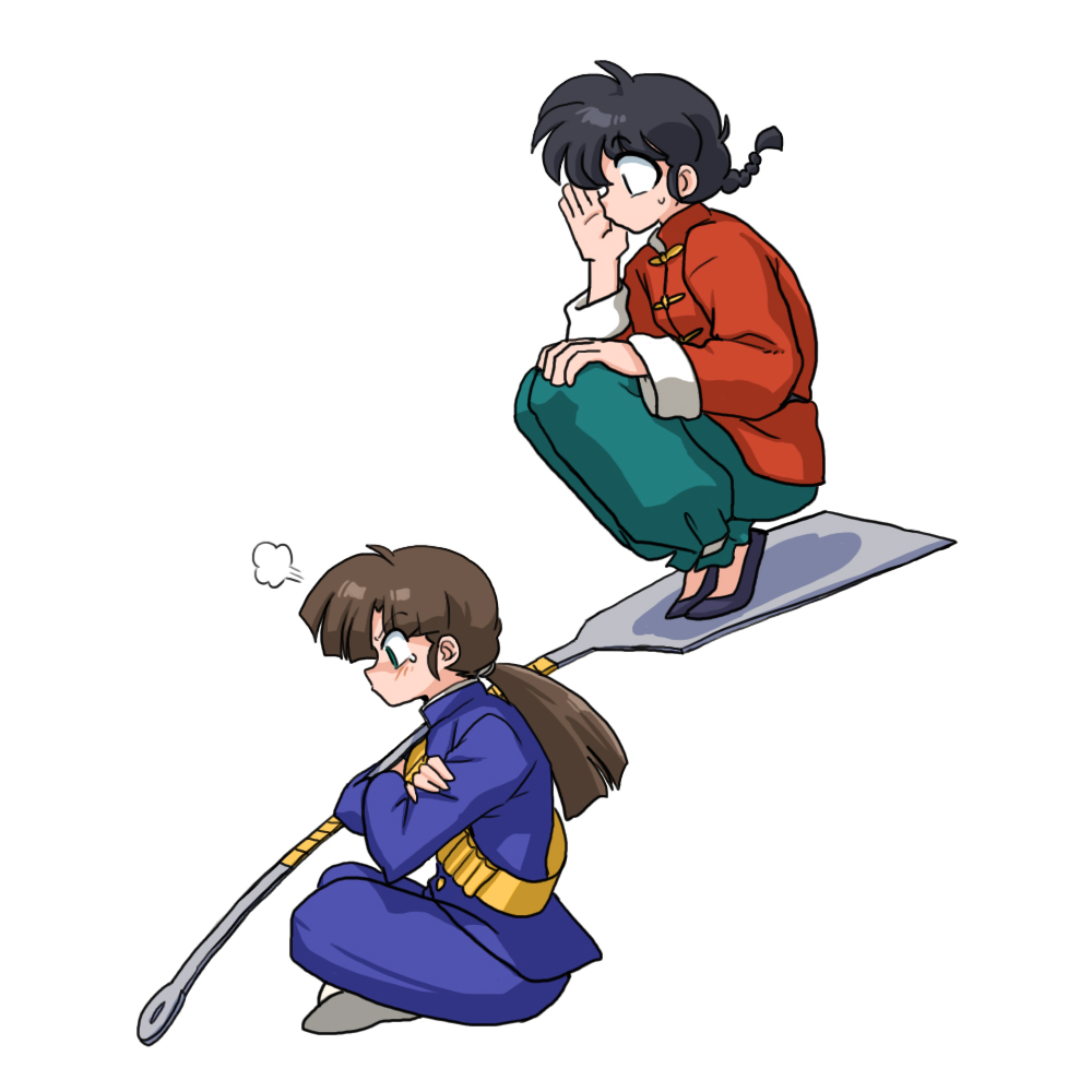 Safebooru - 1boy 1girl angry annoyed braid braided ponytail brown hair ...