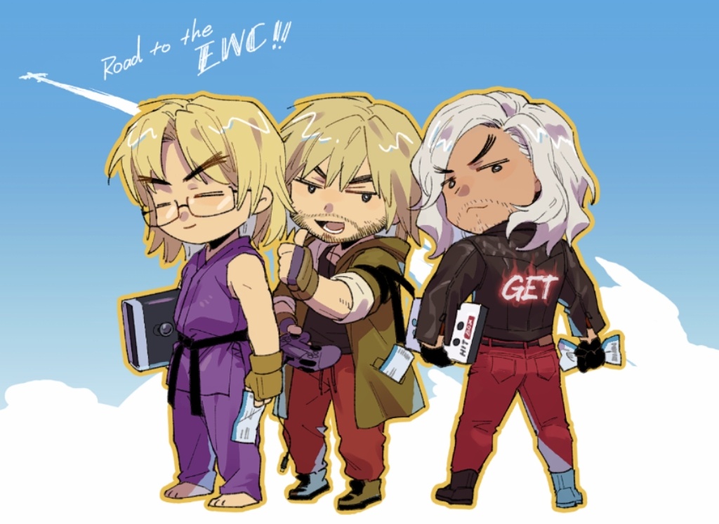 Safebooru - 3boys = = blonde hair clone deformed dougi forked eyebrows ...