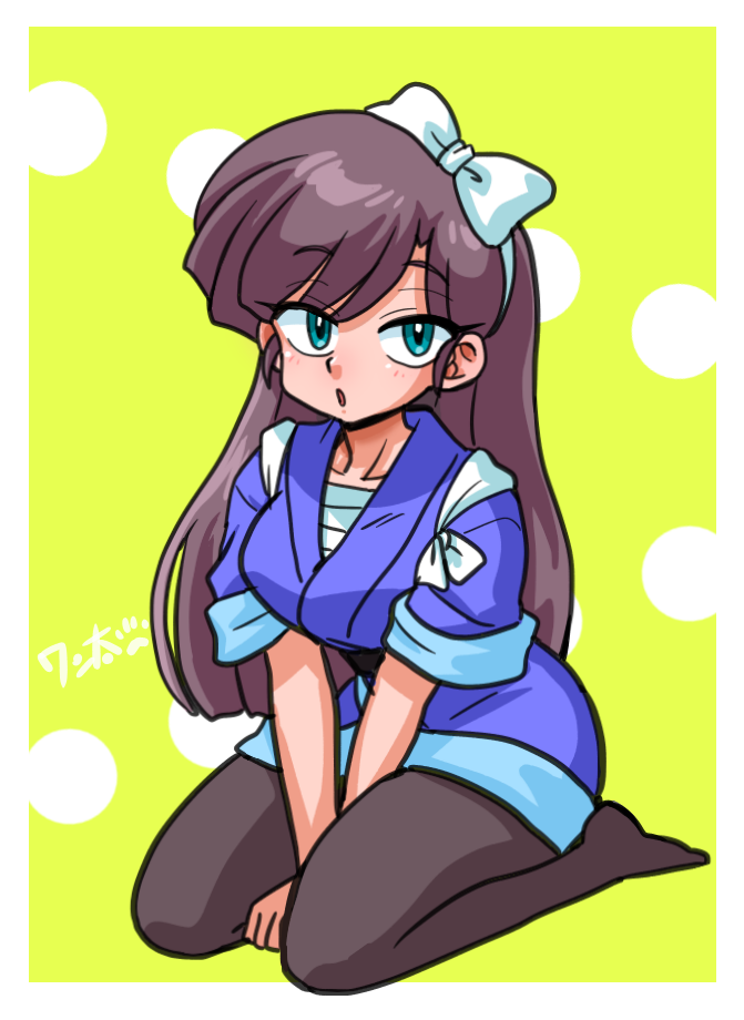 Safebooru - 1girl belt between legs black belt black pantyhose blue eyes blue tunic blush bow ...