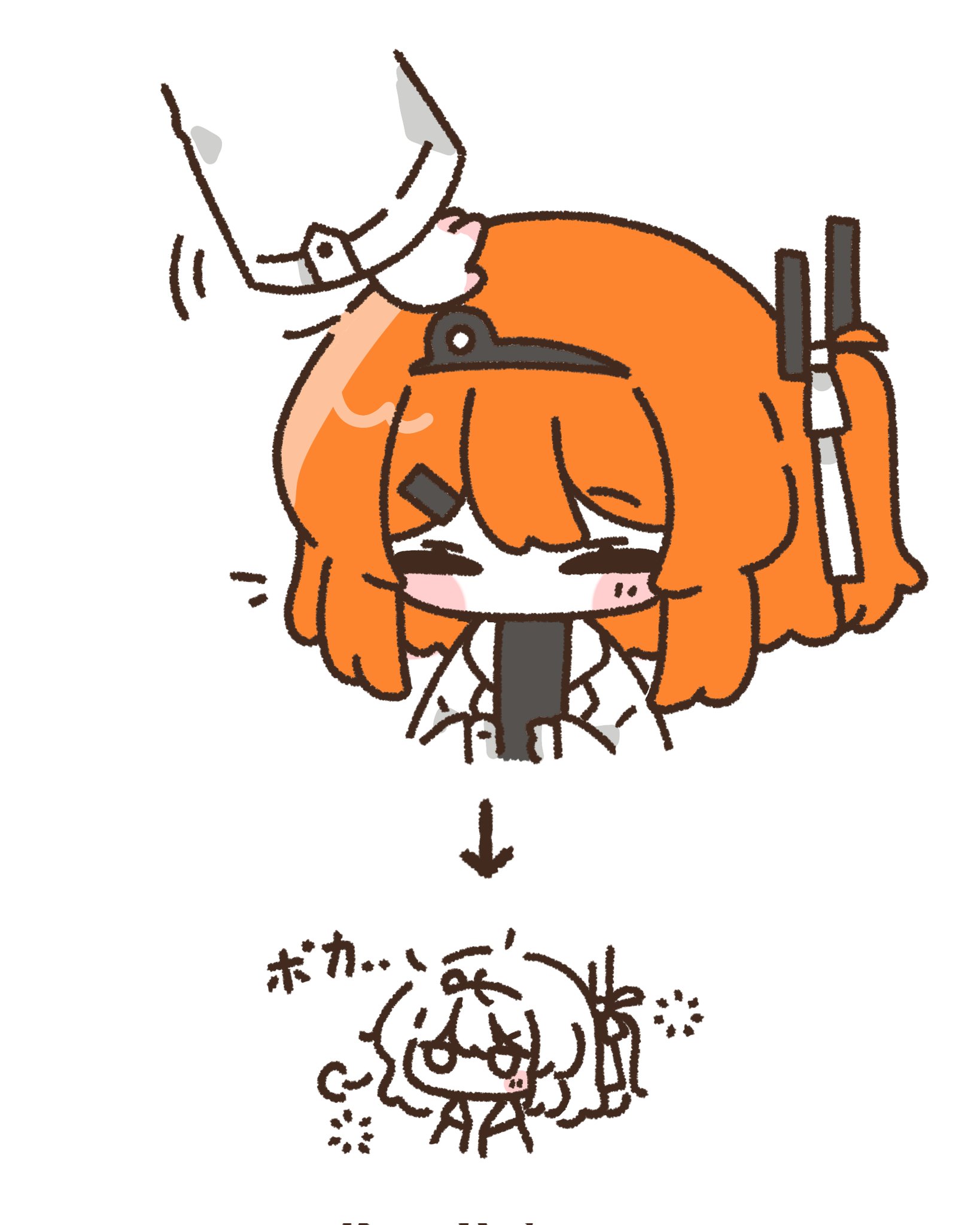 Safebooru - 1girl 1other adachi rei black shirt chibi closed eyes hair ...