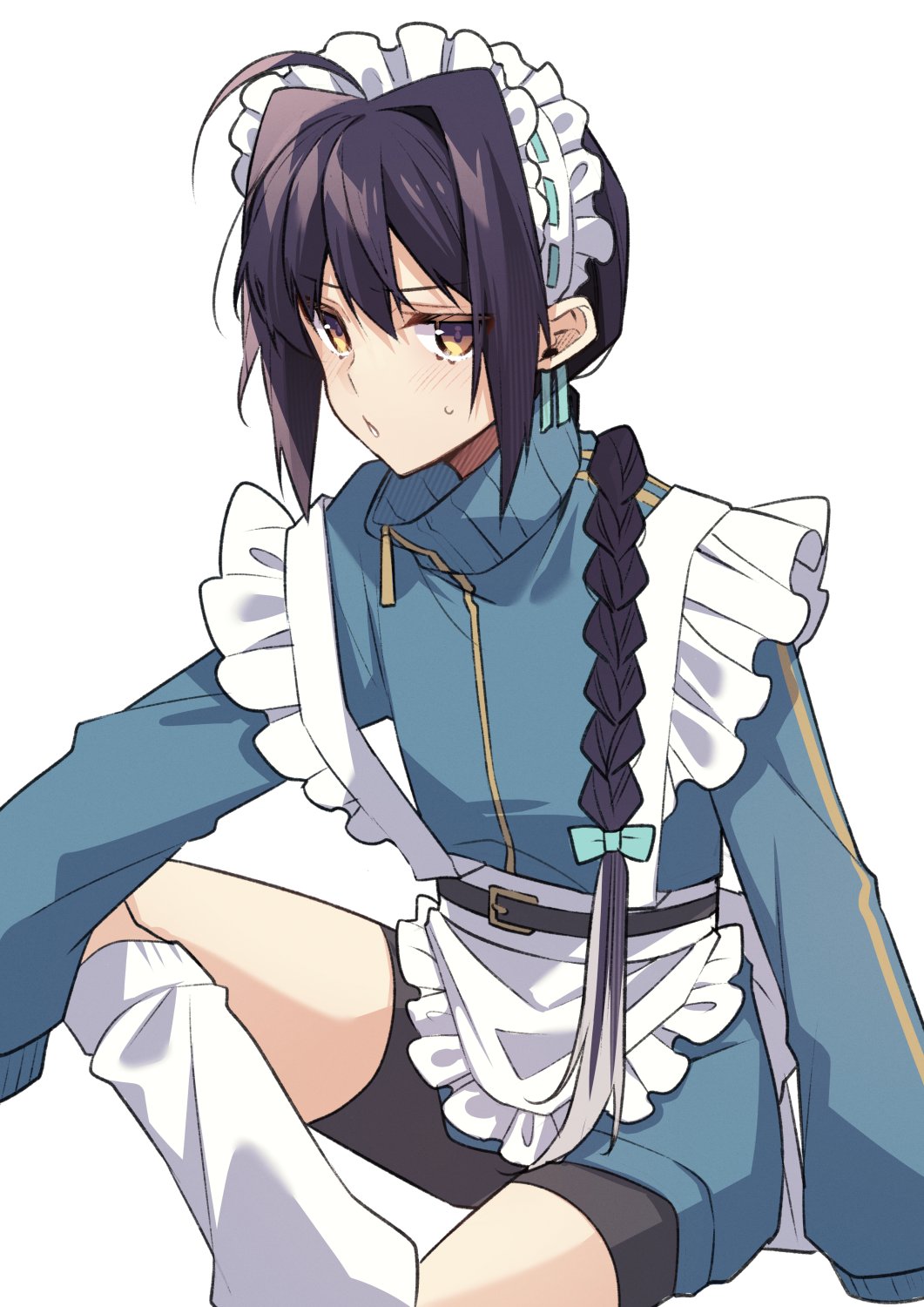 Safebooru - 1other ahoge apron belt belt buckle bike shorts black belt black hair black shorts ...