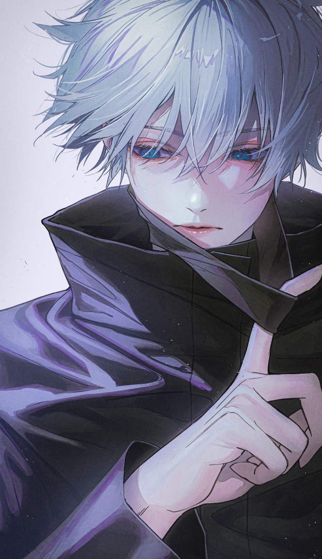 Safebooru - 1boy andi 1021 black blindfold black jacket blindfold blue eyes closed mouth ...