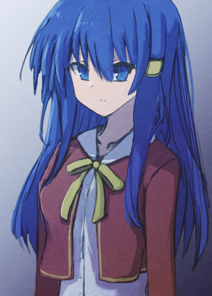 Safebooru - 1girl amasawa ikumi blue eyes blue hair hair ornament hairclip long hair moon (game ...