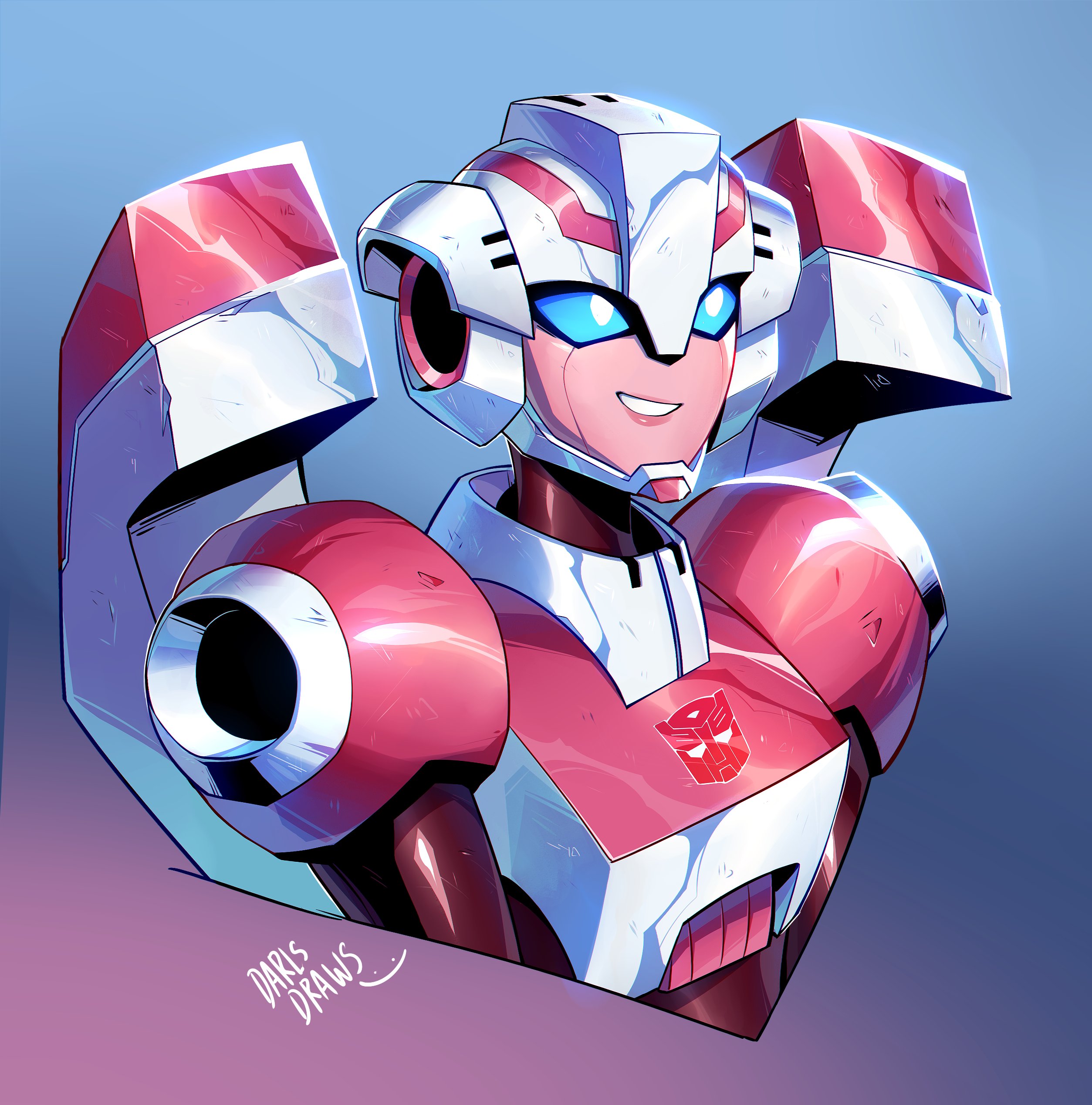 Safebooru - absurdres arcee autobot blue eyes blue sclera colored sclera helmet highres humanoid ...