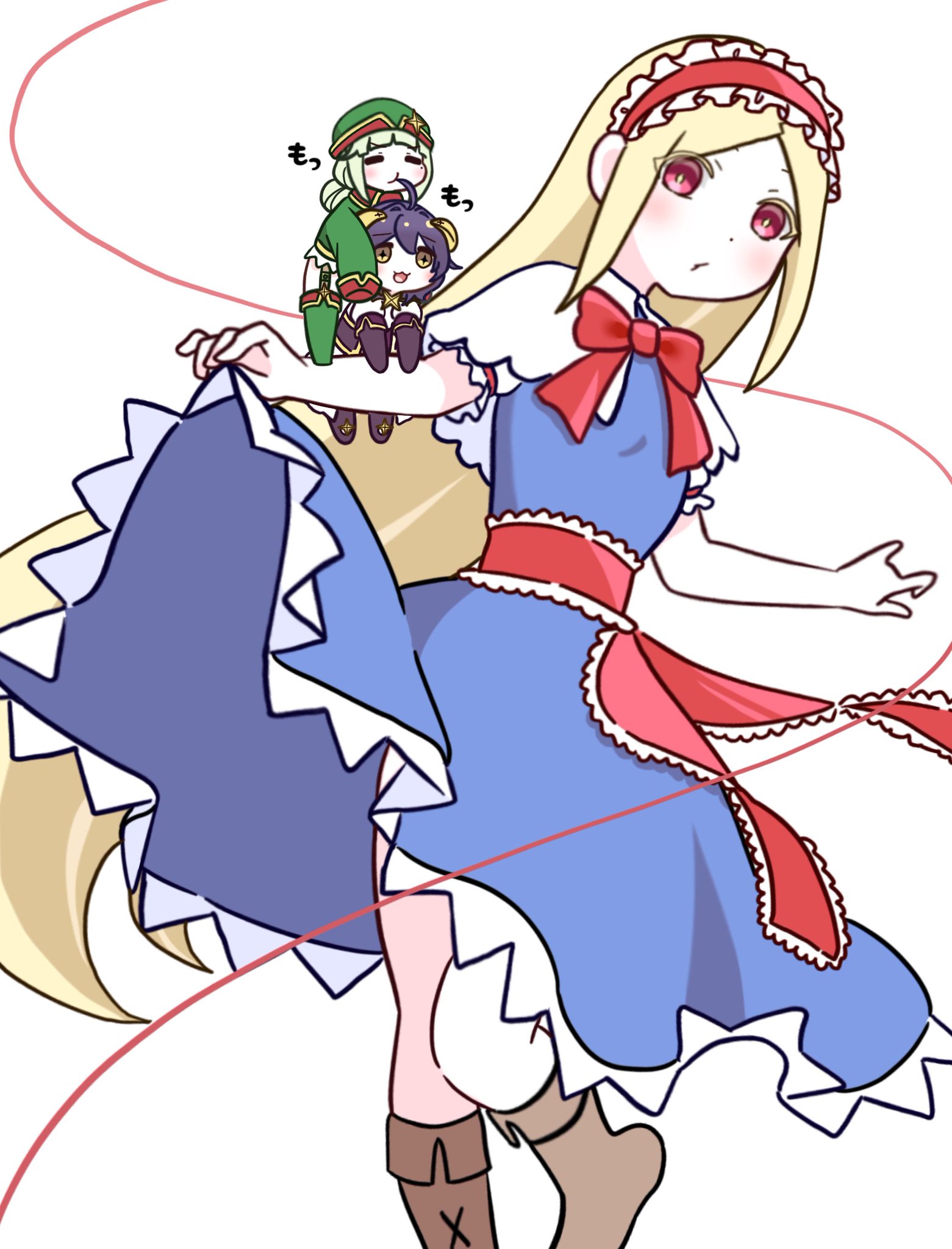 Safebooru - 3girls ahoge alice margatroid alice margatroid (cosplay) araga kiwi blonde hair blue ...