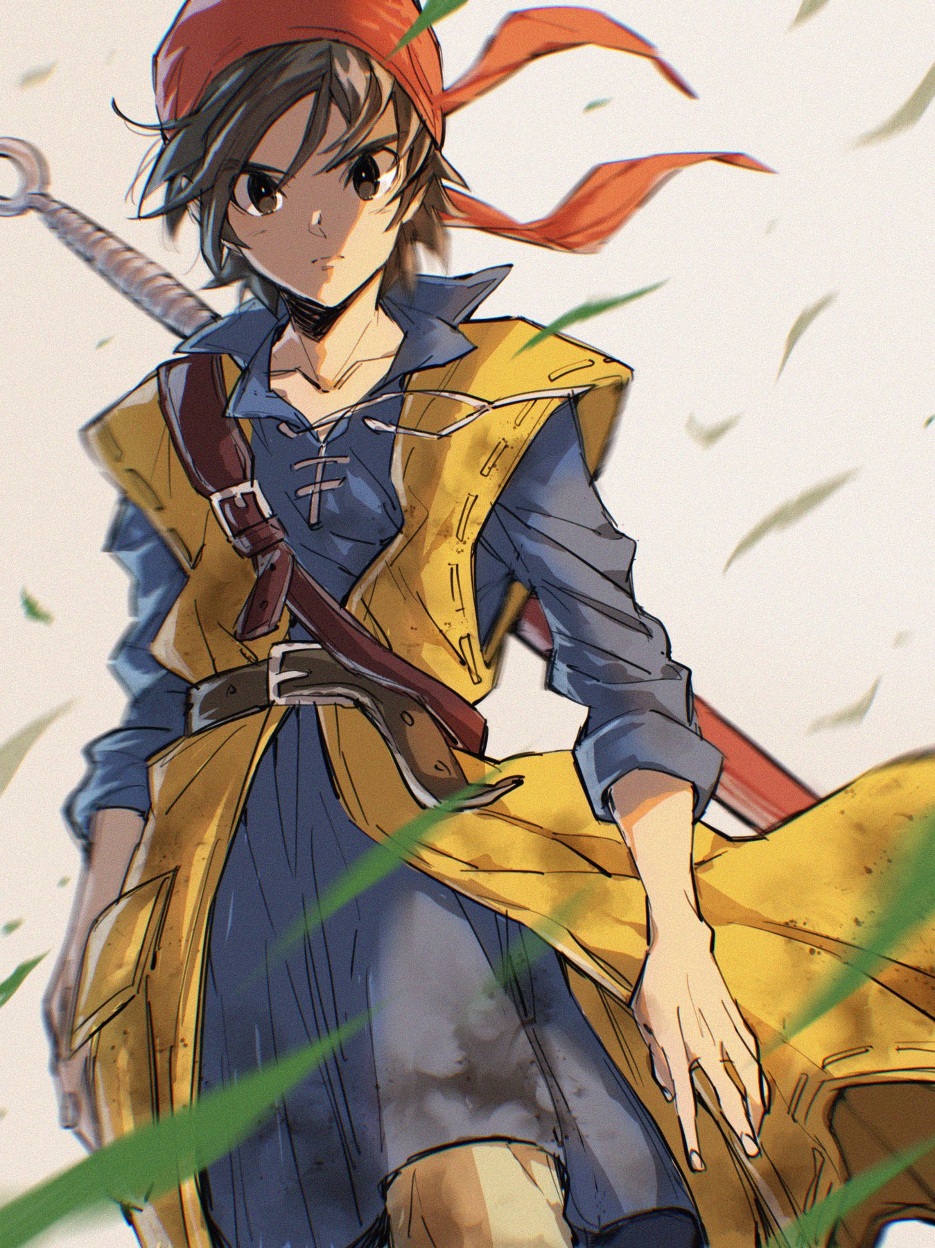 Safebooru - 1boy bandana brown eyes brown hair closed mouth collarbone ...