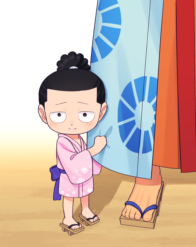 Safebooru - 2boys aged down black eyes black hair blush child closed ...
