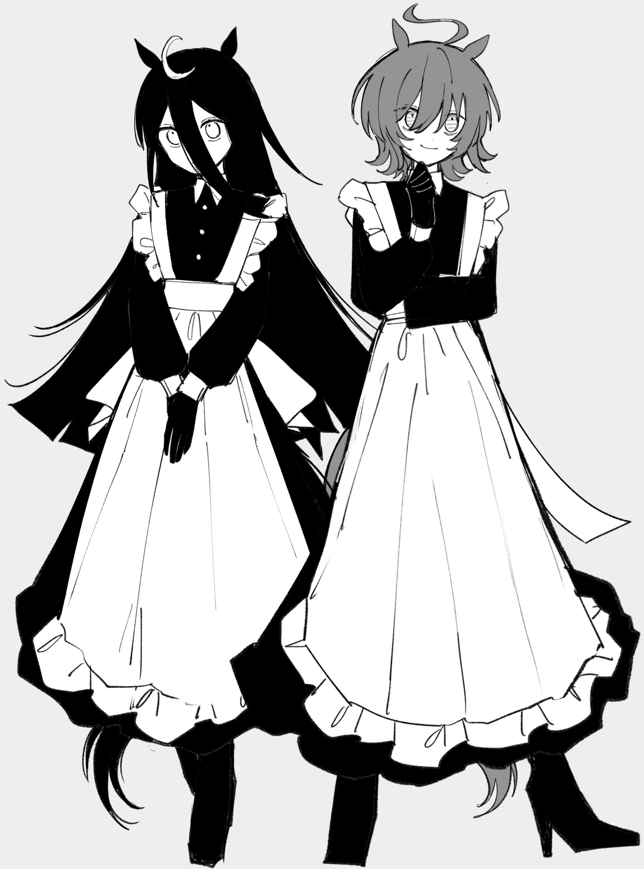 Safebooru - 2girls agnes tachyon (umamusume) ahoge animal ears apron collared dress dress ...