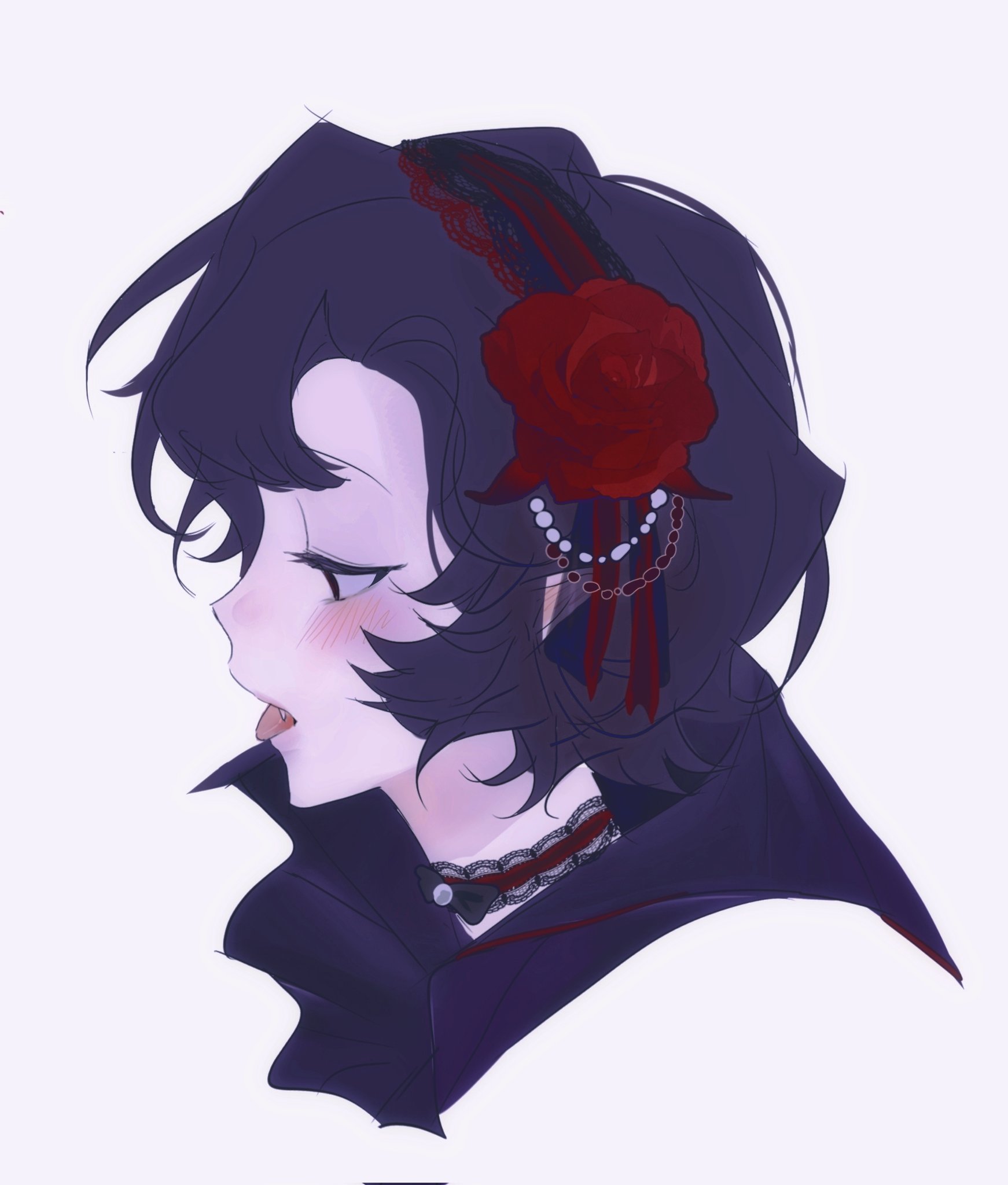 Safebooru - 1girl black coat blush brown hair chinese commentary coat commentary request cropped ...