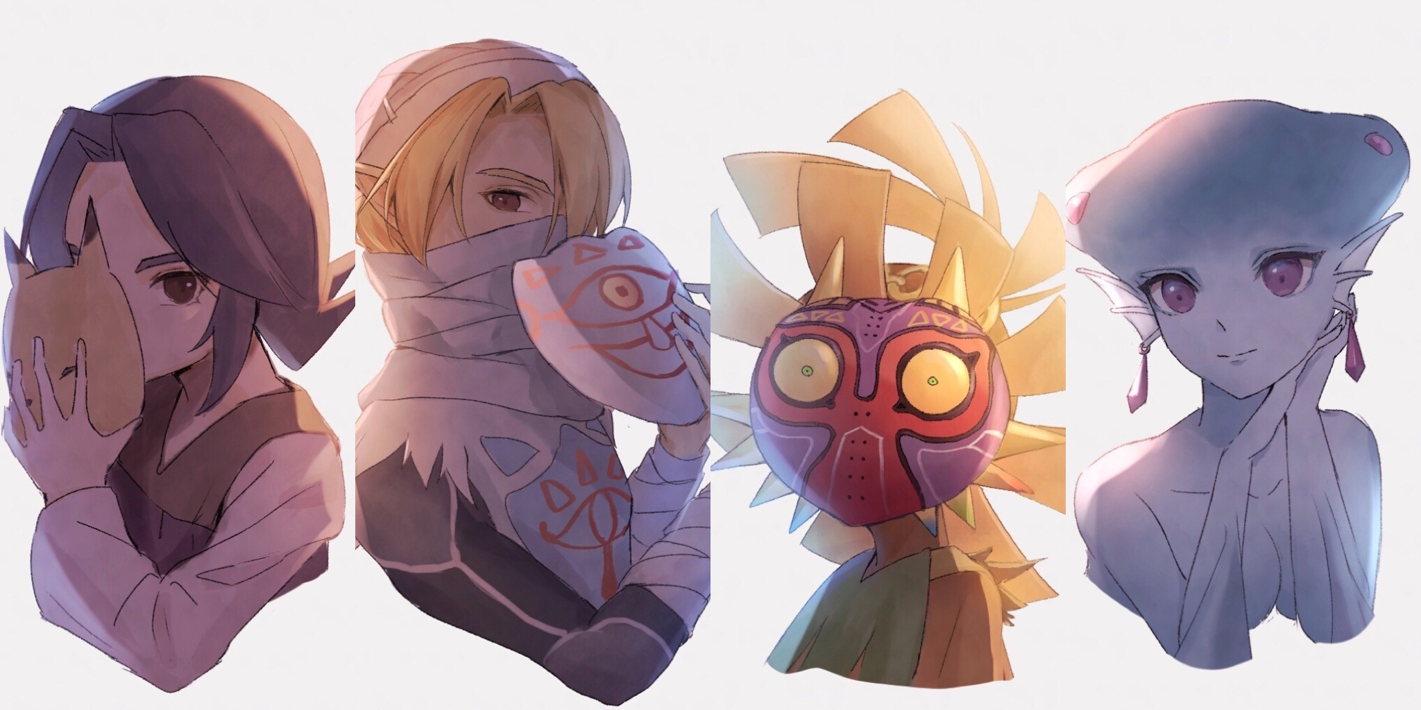 Safebooru - 2boys 2girls androgynous blonde hair blue bodysuit blue hair bodysuit breasts brown ...