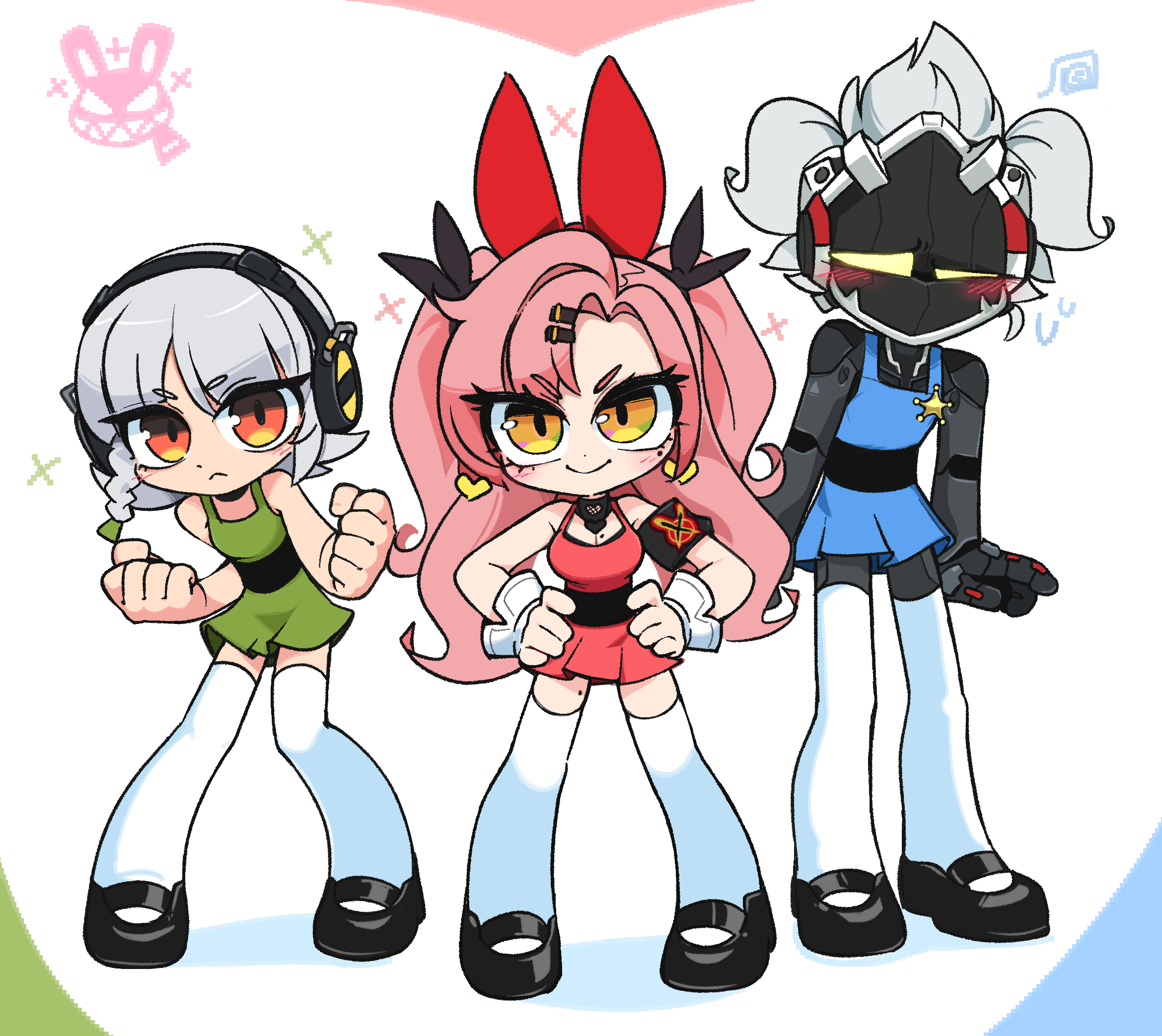 Safebooru - 1boy 2girls anby demara billy kid black footwear blossom ...