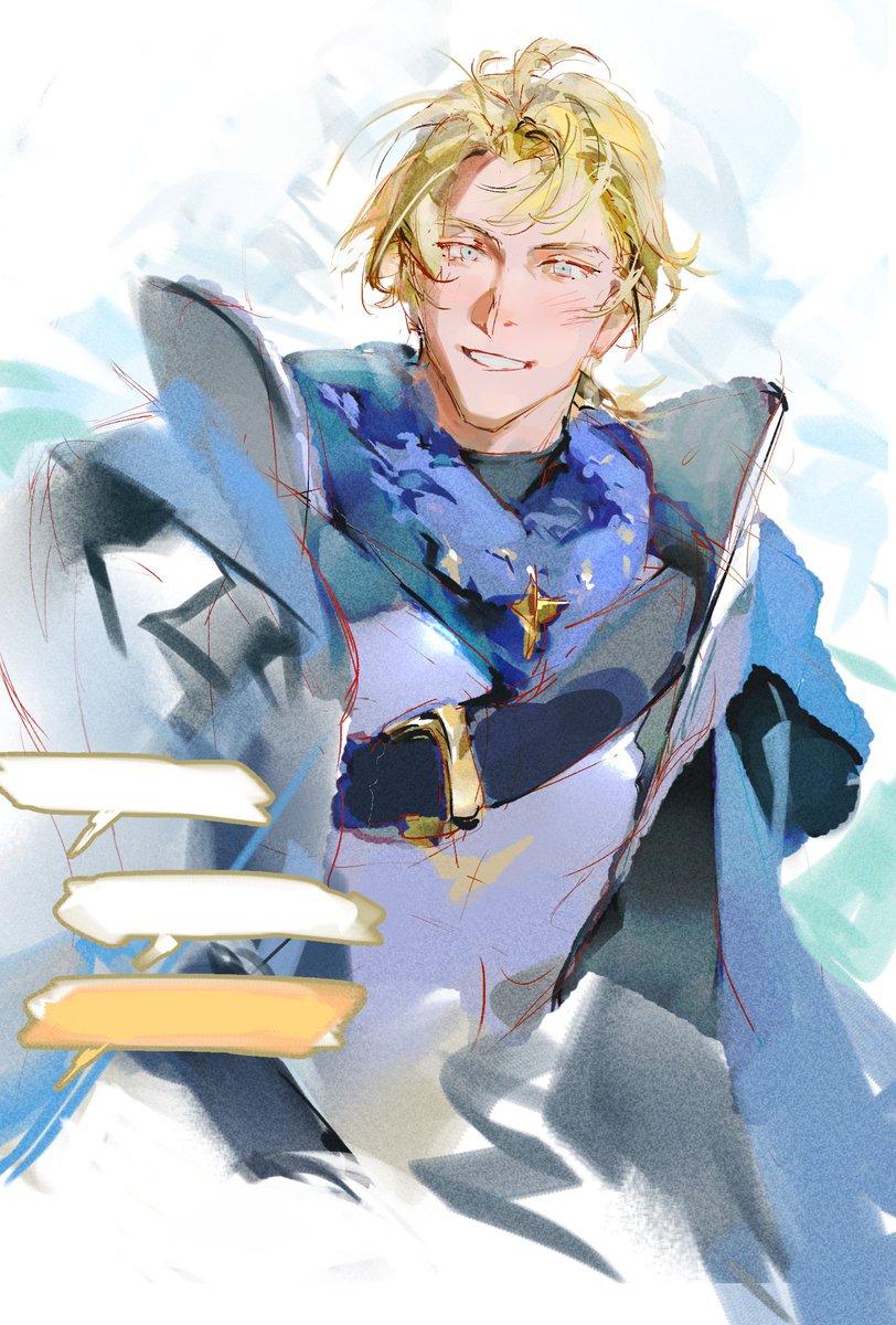 Safebooru - 1boy armor blonde hair blue eyes blue fur breastplate ...