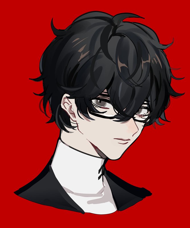Safebooru - 1boy amamiya ren black-framed eyewear black hair black jacket chinese commentary ...