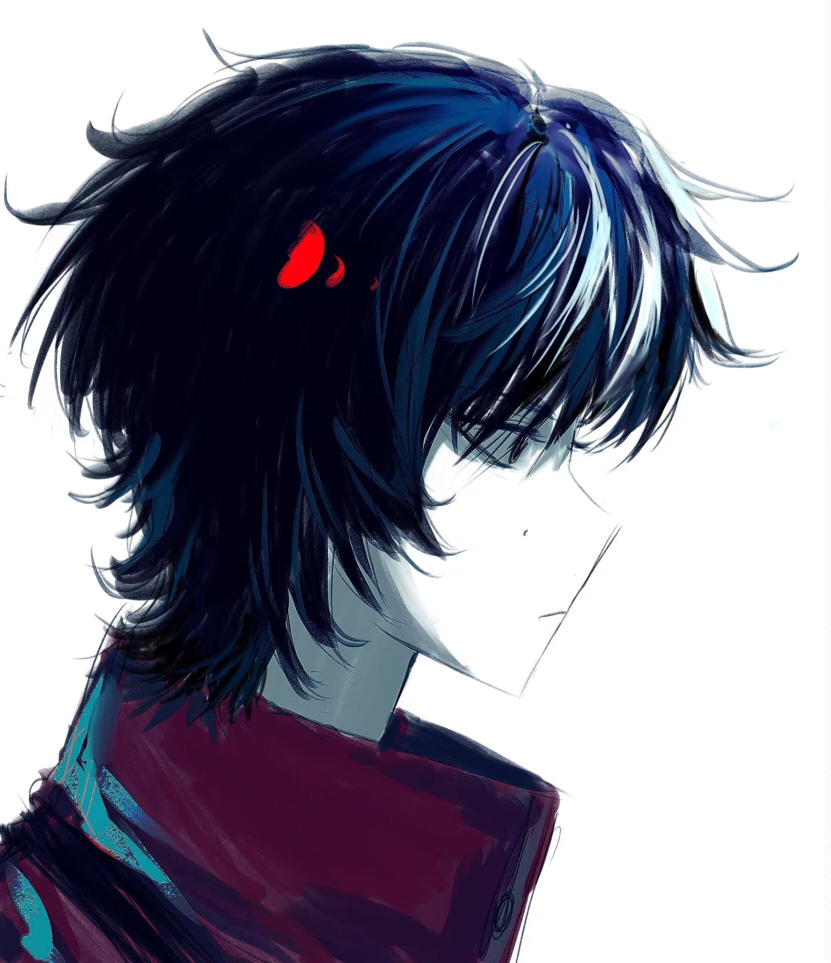 Safebooru - 1boy black eyes black hair chinese commentary closed mouth colored skin commentary ...