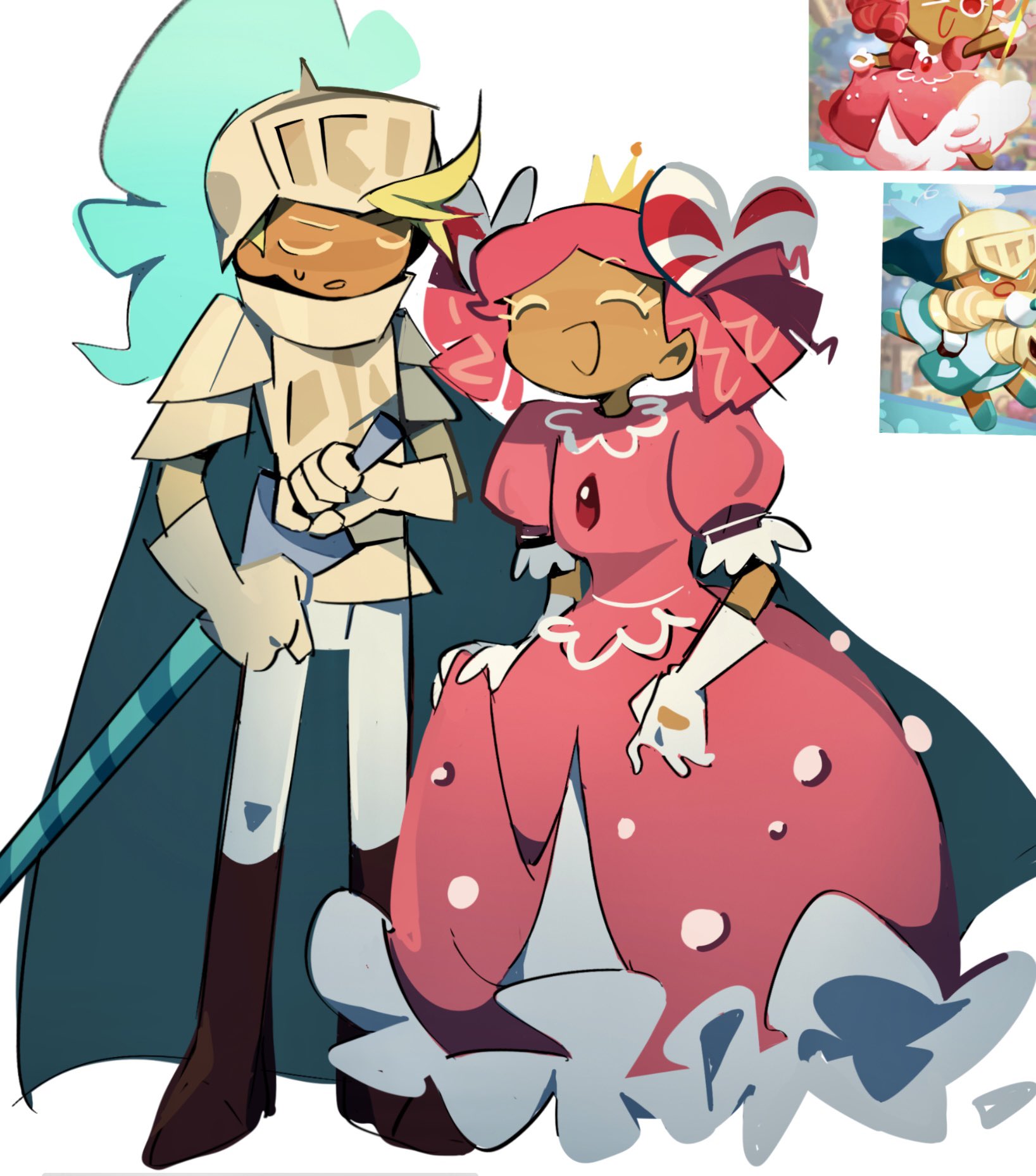 Safebooru - 1boy 1girl ^ ^ armor arrcticc fish blonde hair blue cape ...